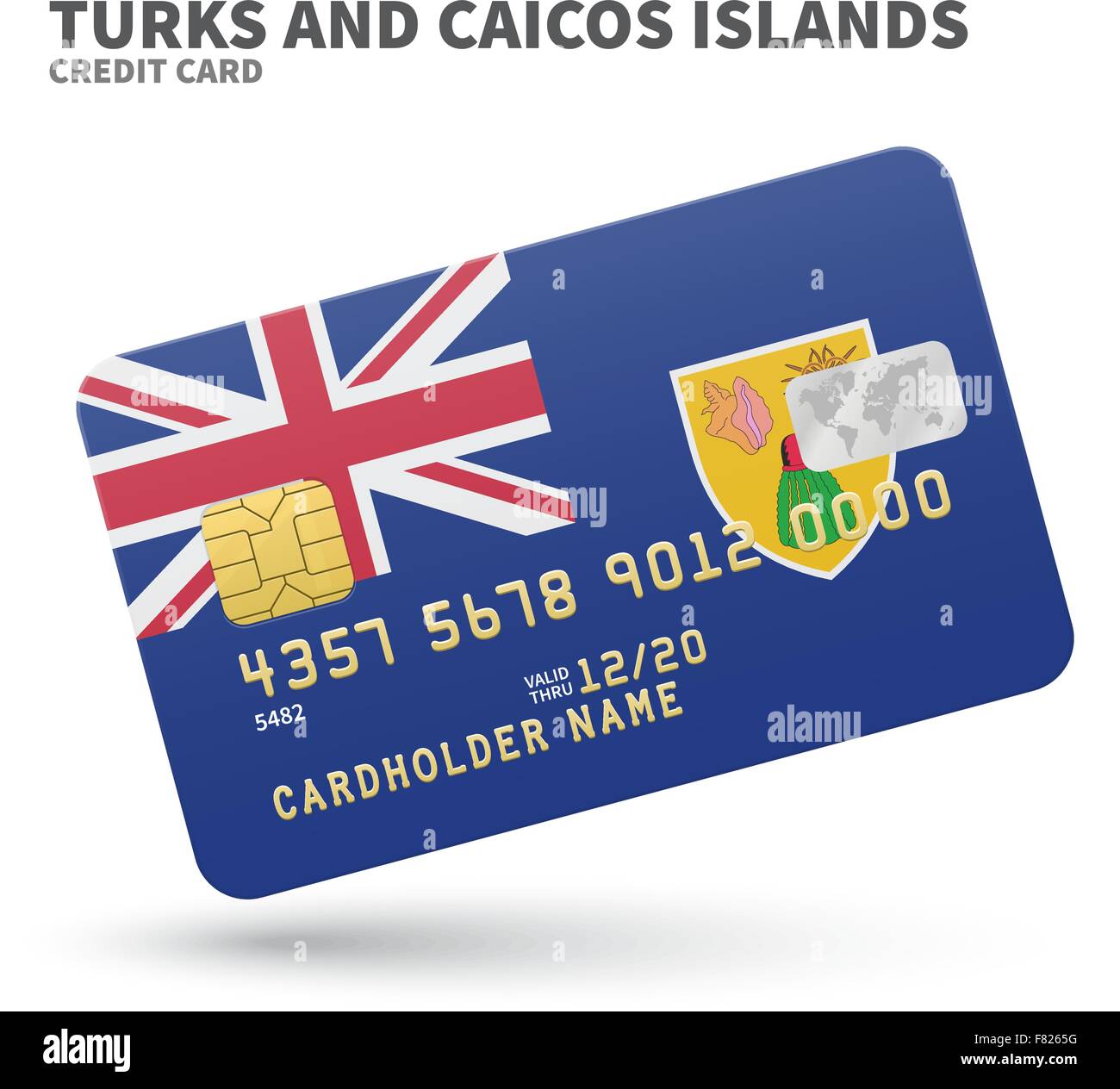 Credit card with Turks and Caicos Islands flag background for bank ...
