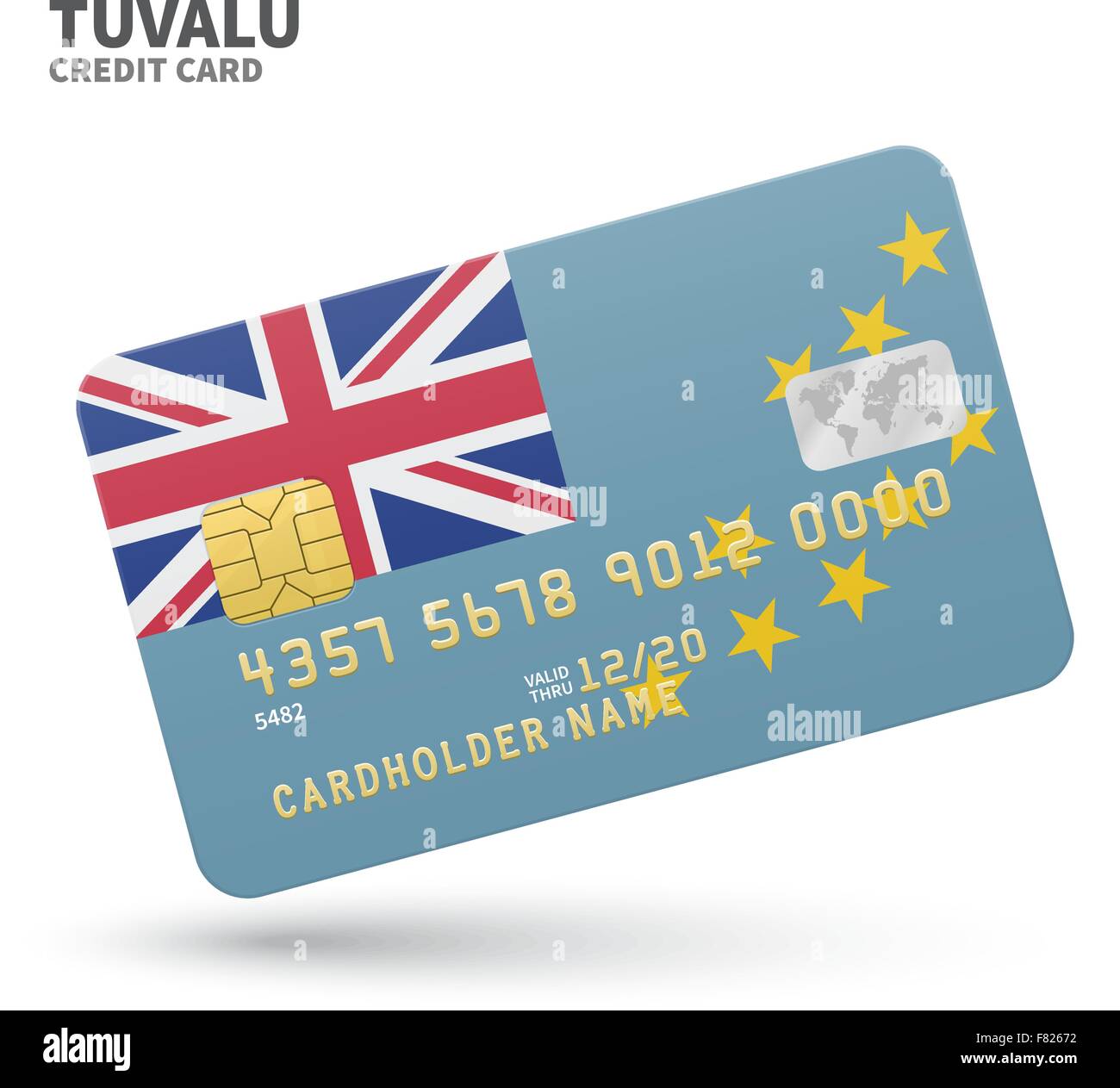 Credit card with Tuvalu flag background for bank, presentations and ...