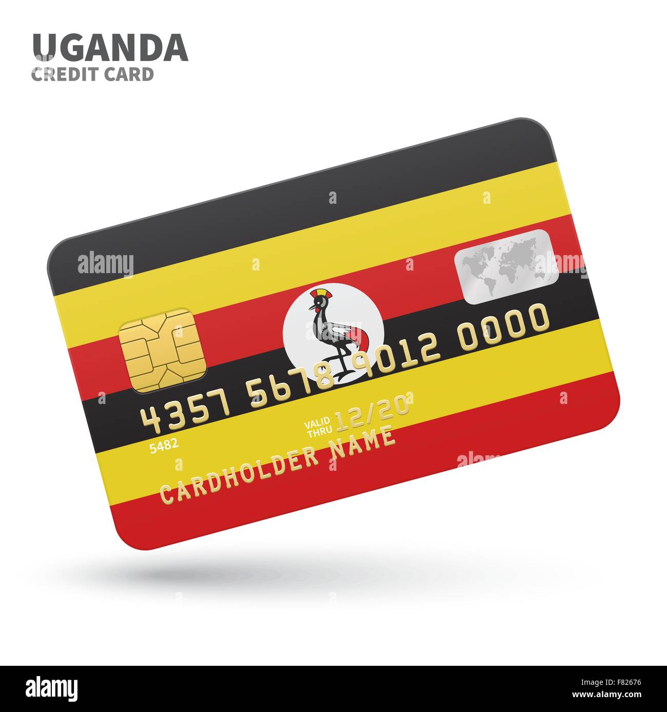 Credit card with Uganda flag background for bank, presentations and ...