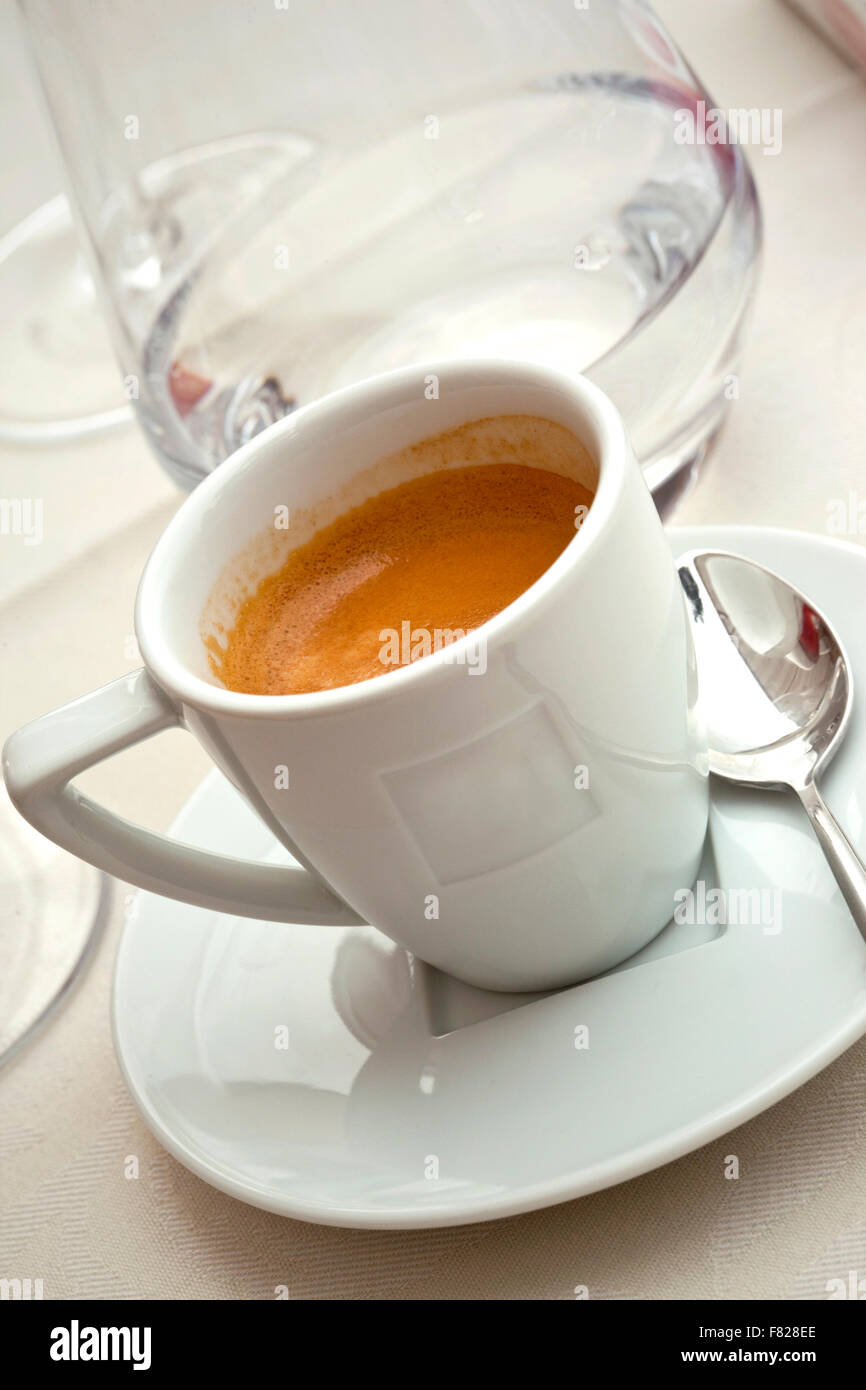Cup of coffe on a table in a restaurant Stock Photo - Alamy