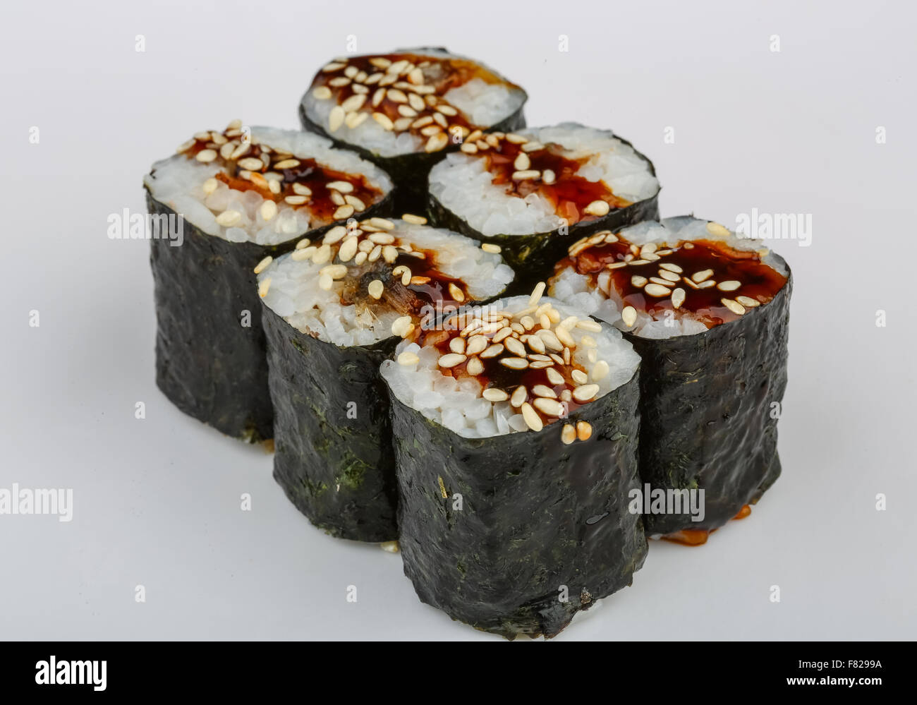 Fresh cold Eel roll with sesame seeds Stock Photo - Alamy