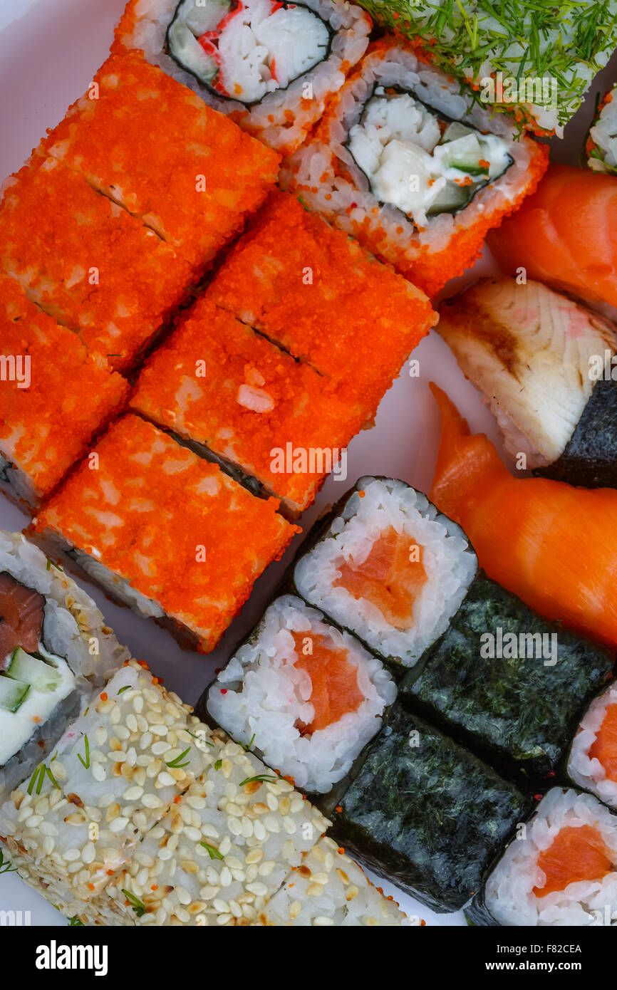 Japan traditional cusine - fresh cold sushi set Stock Photo - Alamy