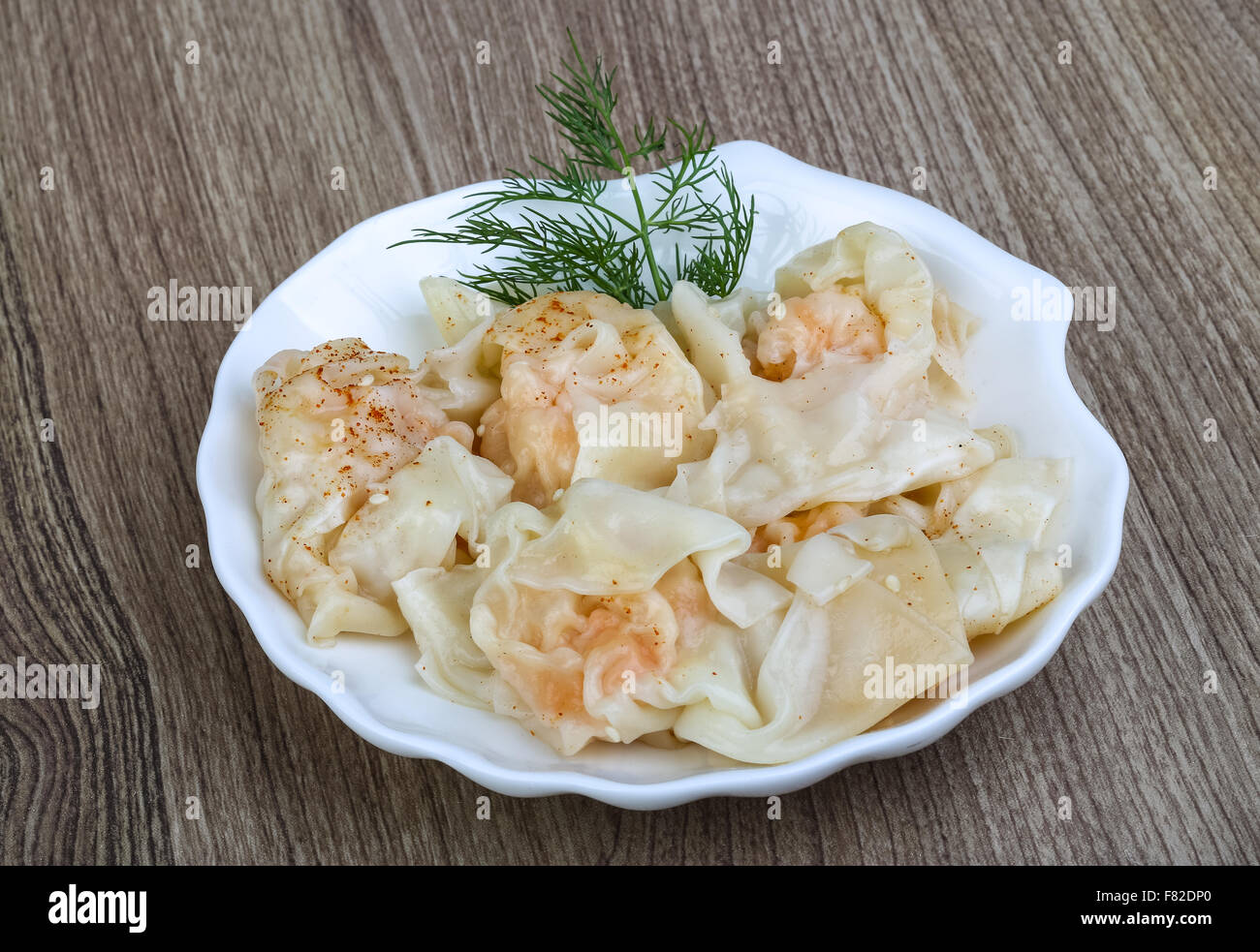 Shrimp wanton with dill leaves - traditional asian cusine Stock Photo ...