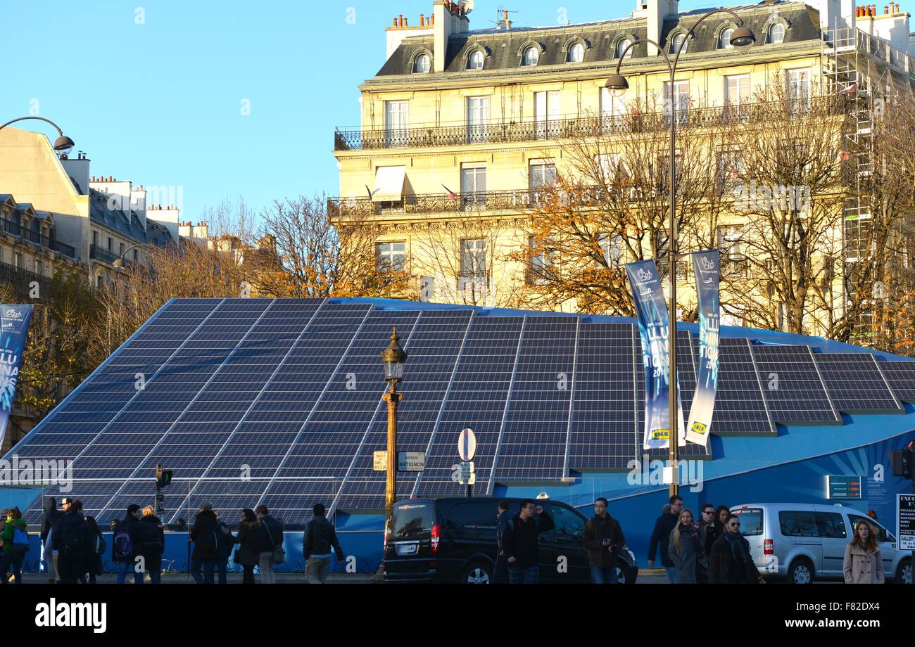 Paris, France. 4th Dec, 2015. Solar panels are seen on Les Champs ...