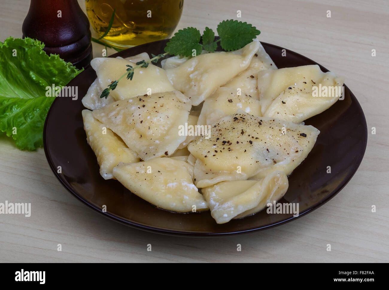 Vareniki - Traditional Ukrainian dumplings with potato or cherry Stock ...