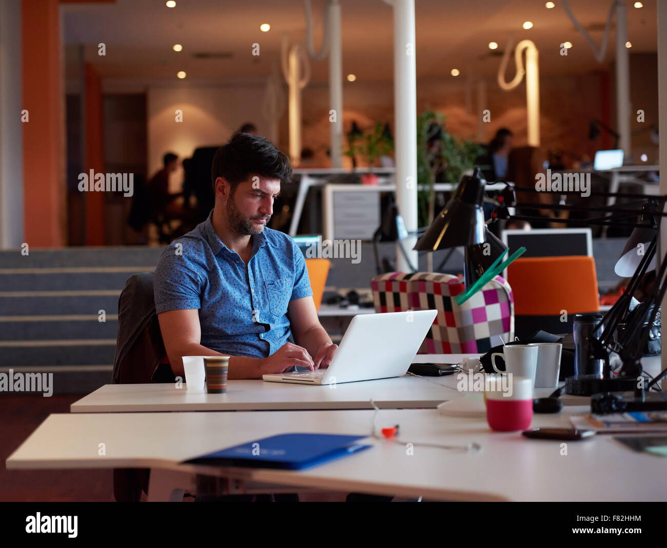 startup business, software developer working on computer at modern ...