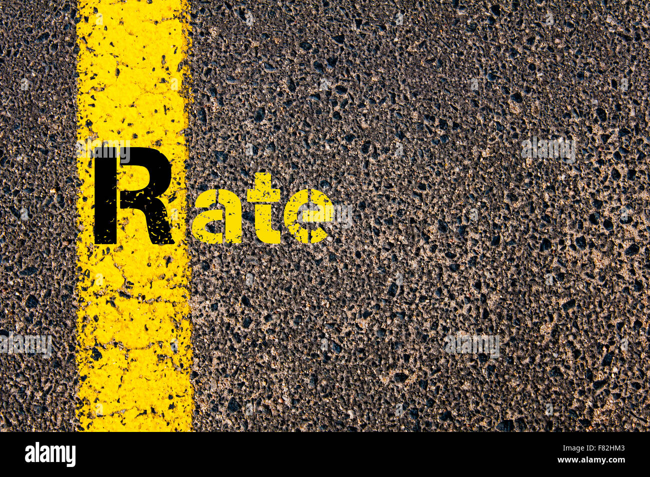 Concept image of Accounting Business Acronym R Rate written over road ...
