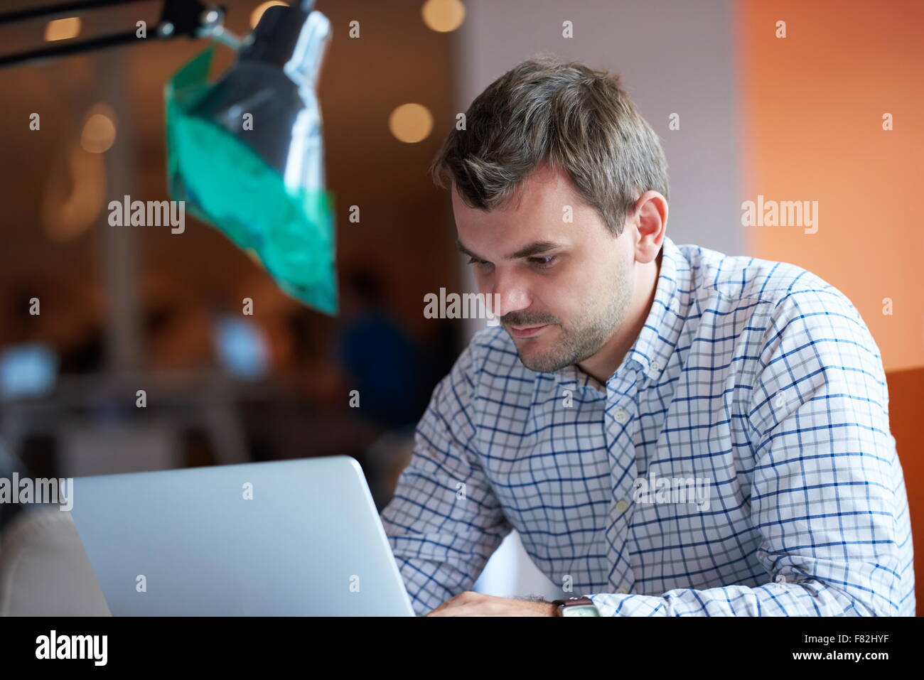 startup business, software developer working on computer at modern ...