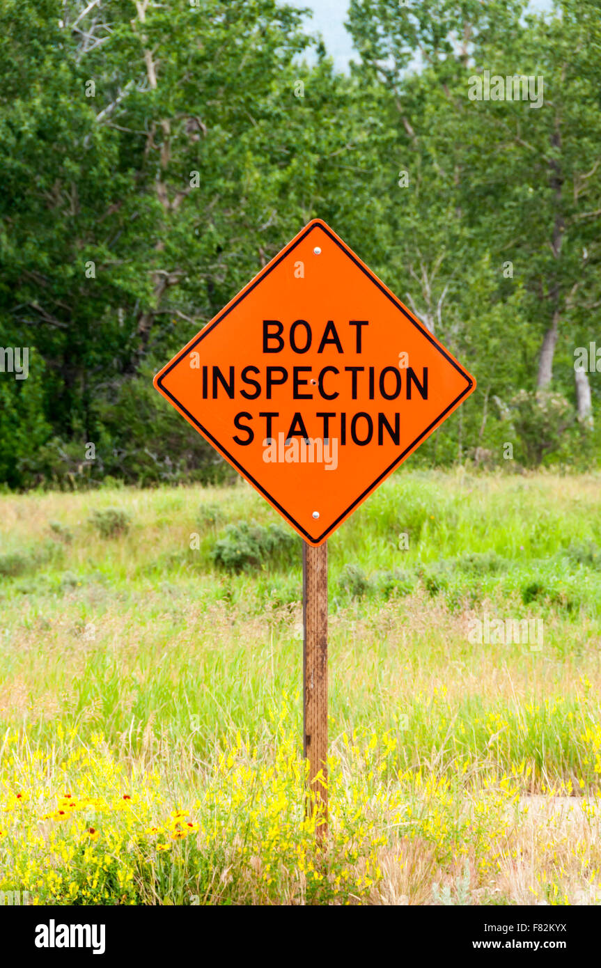 Sign for a Boat Inspection Station in Glacier National Park, Montana ...