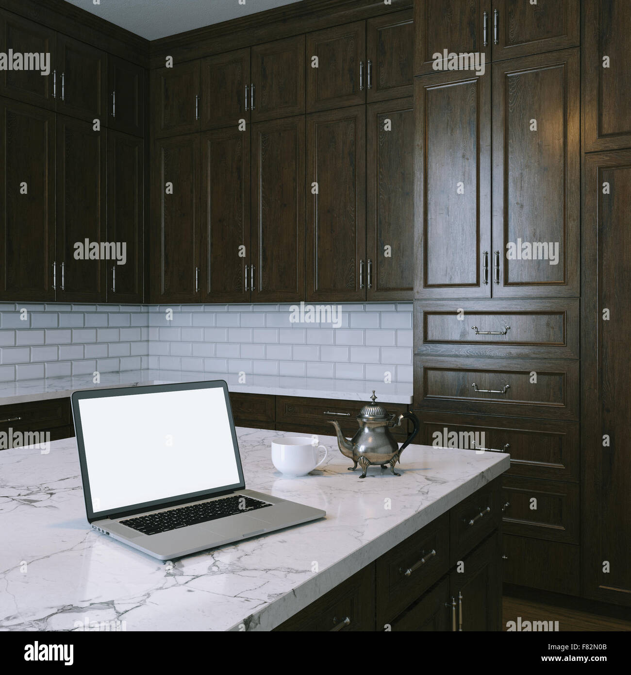 morning in classic kitchen interior Stock Photo - Alamy