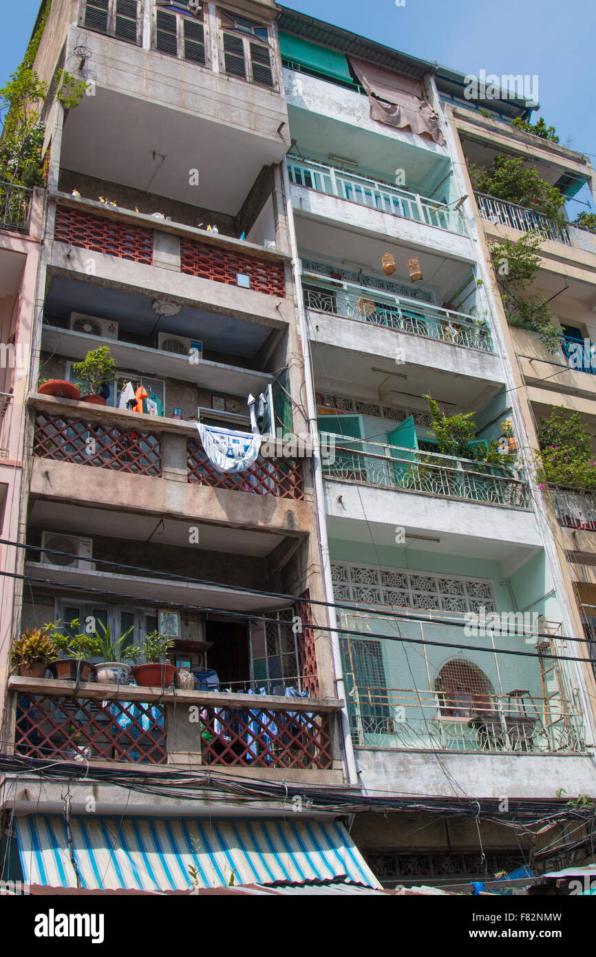 apartment building with balconies in Ho Chi Minh city centre,Vietnam ...
