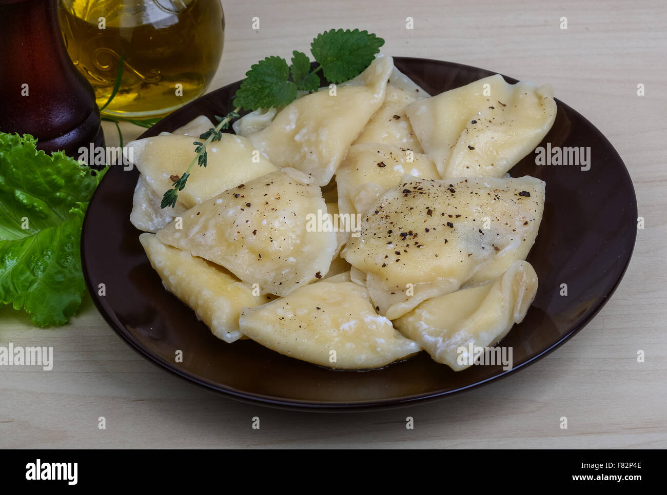 Vareniki - Traditional Ukrainian dumplings with potato or cherry Stock ...