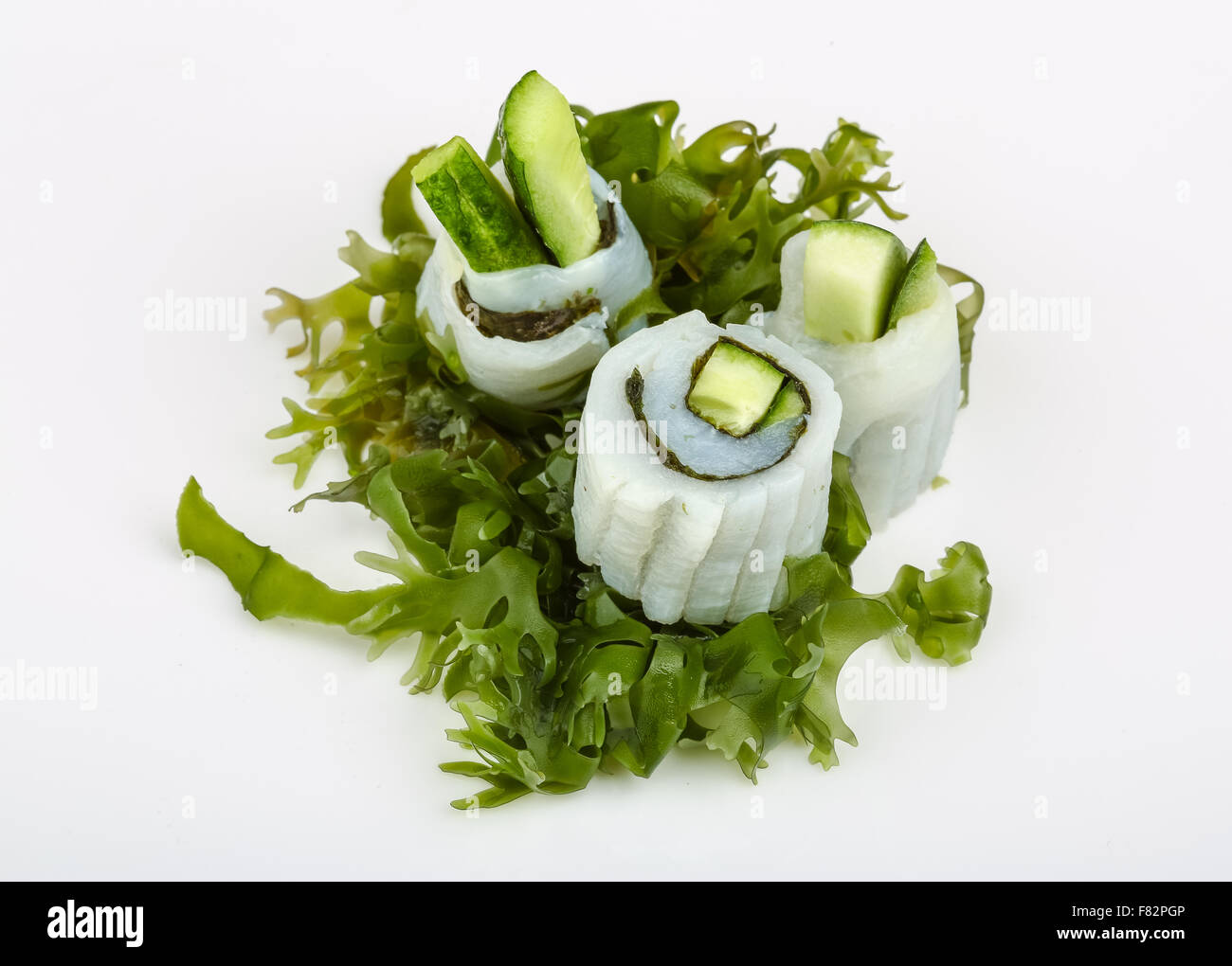 Cold Squid sashimi with cucumber and nori Stock Photo - Alamy