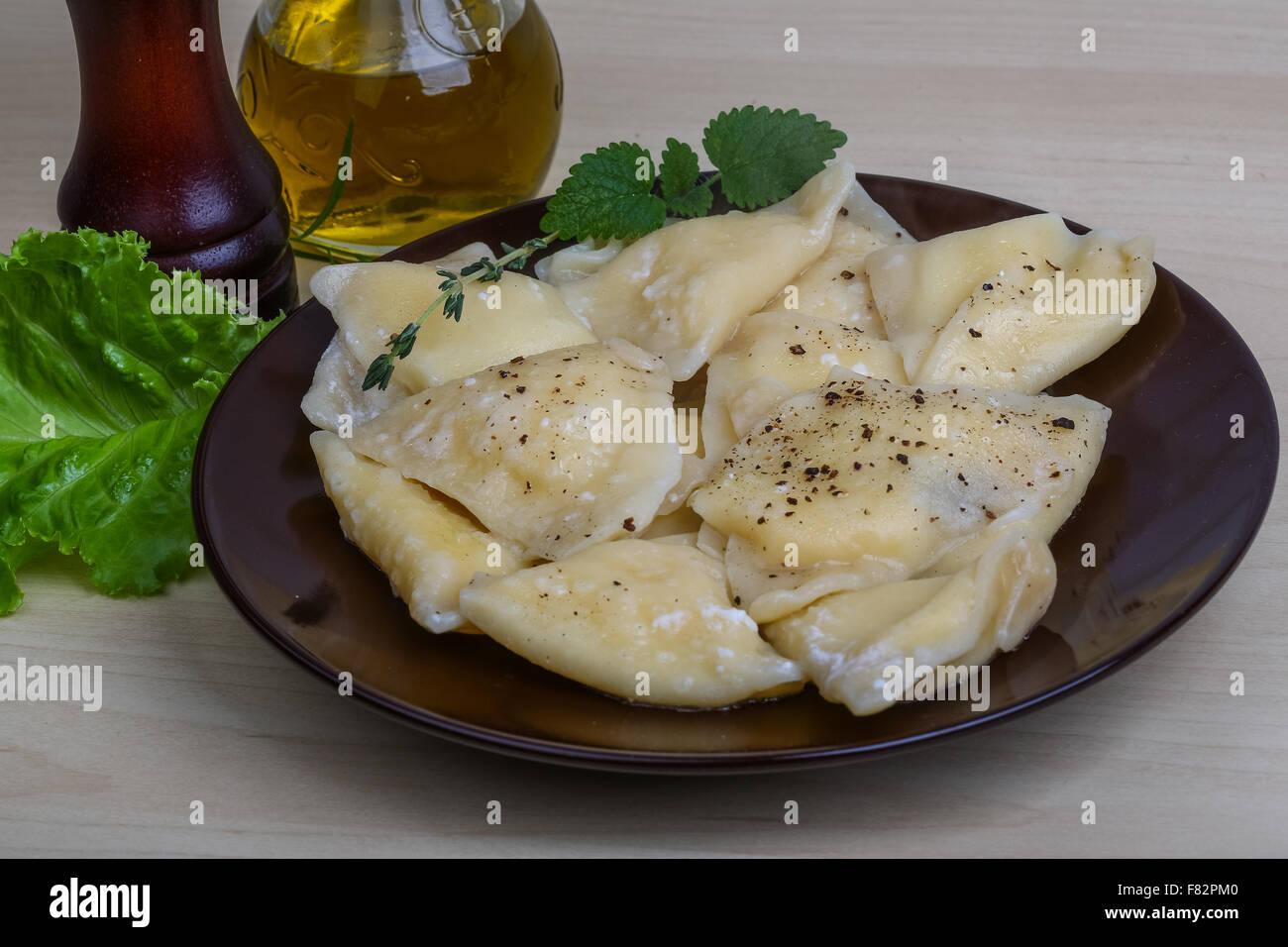 Vareniki - Traditional Ukrainian dumplings with potato or cherry Stock ...