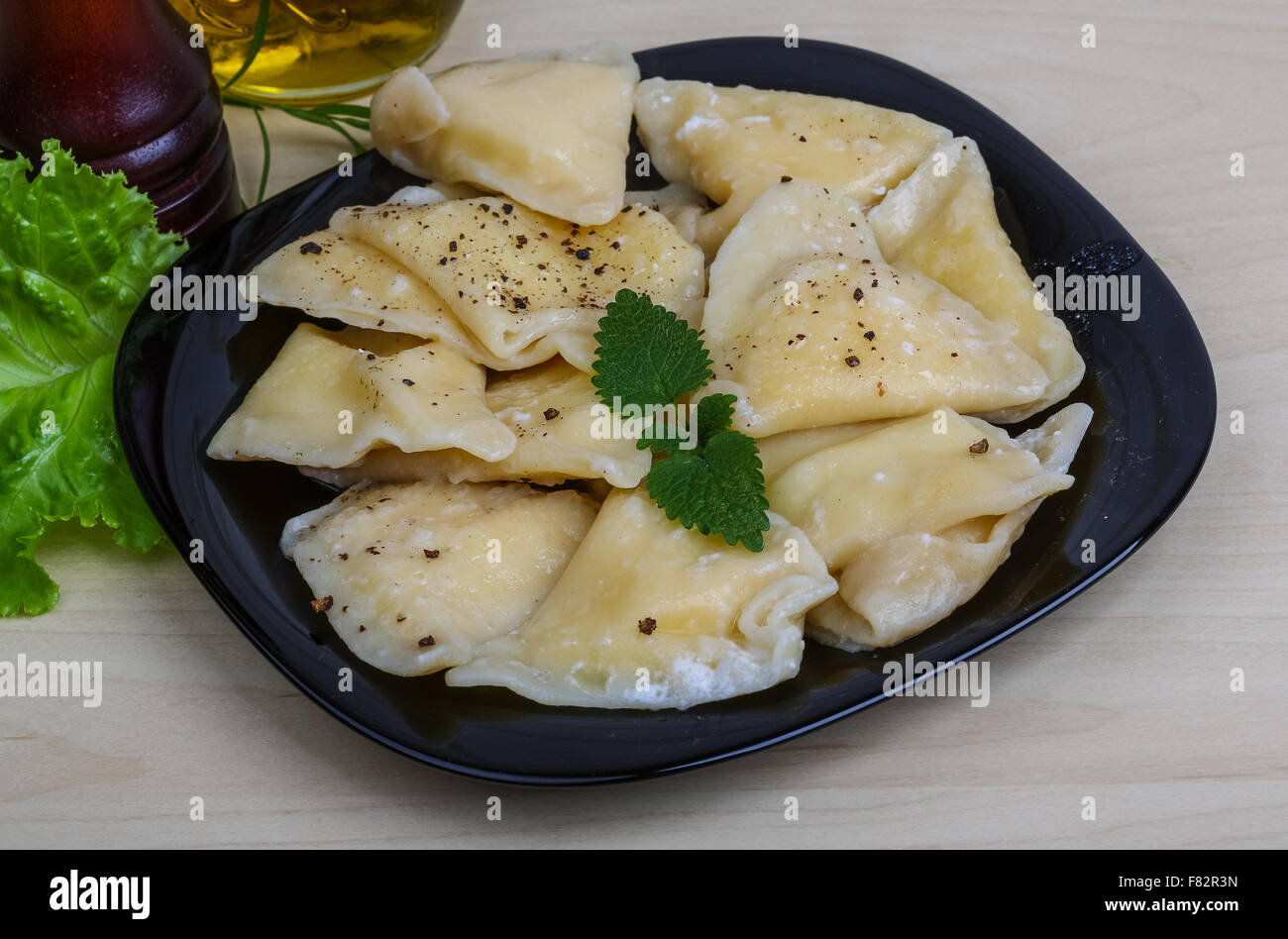 Vareniki - Traditional Ukrainian dumplings with potato or cherry Stock ...