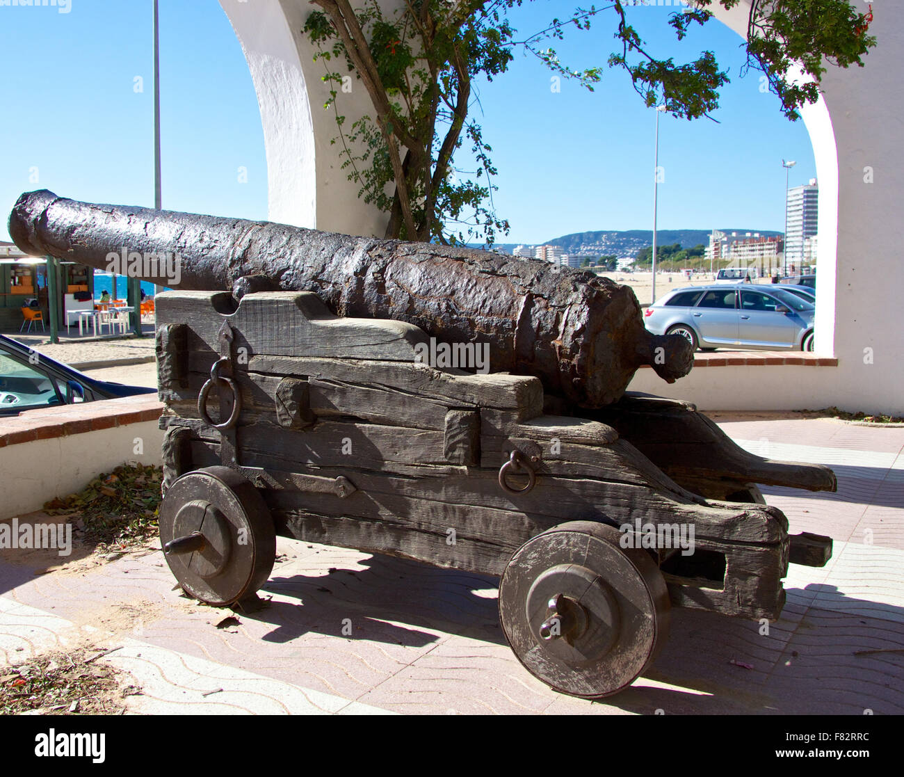 Old canon gun in Palamos Stock Photo - Alamy