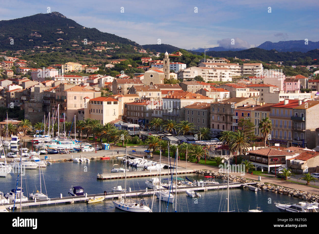 View of harbour over Propriano and sky line Stock Photo - Alamy