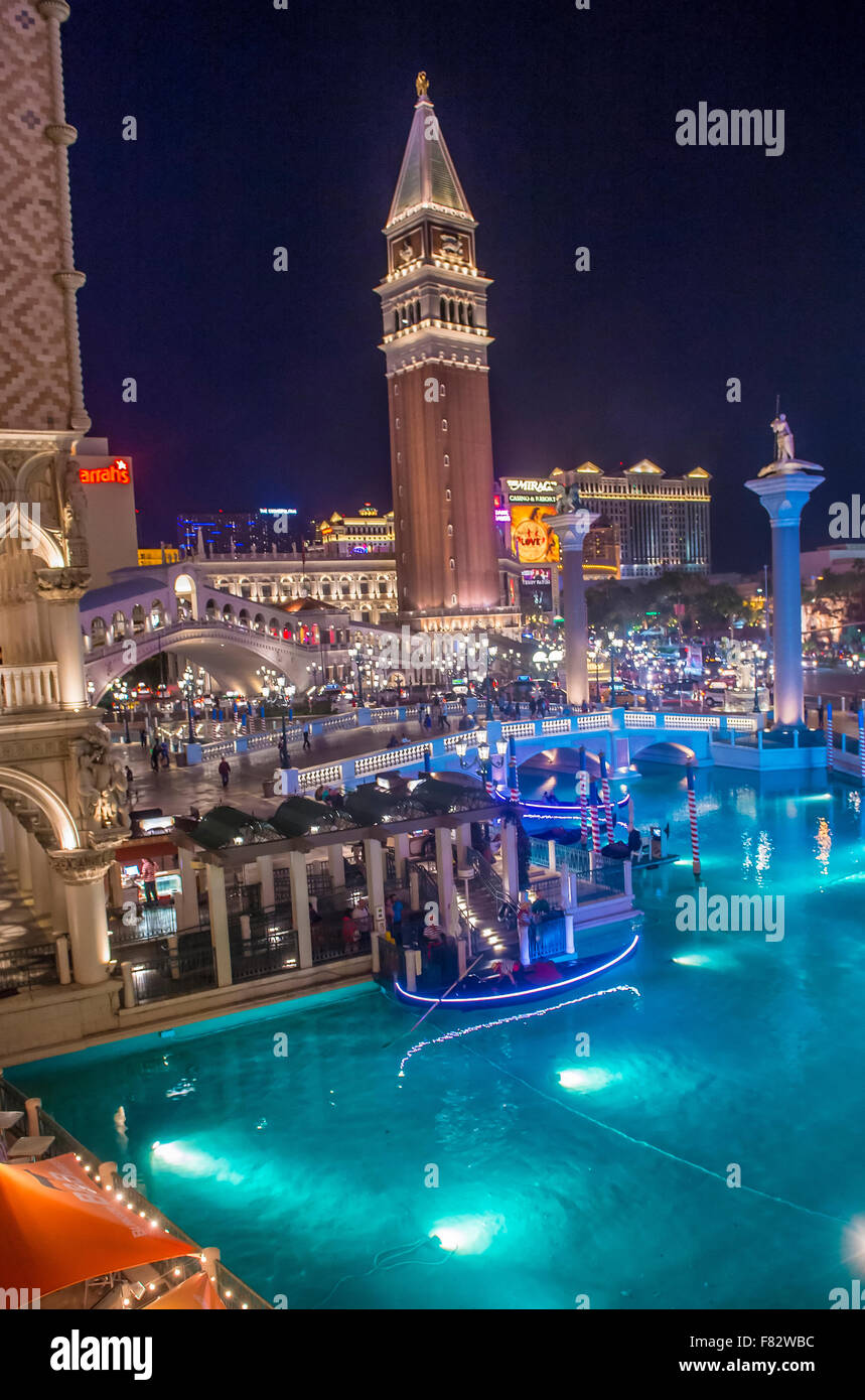 The Venetian hotel and replica of a Grand canal in Las Vegas Stock ...