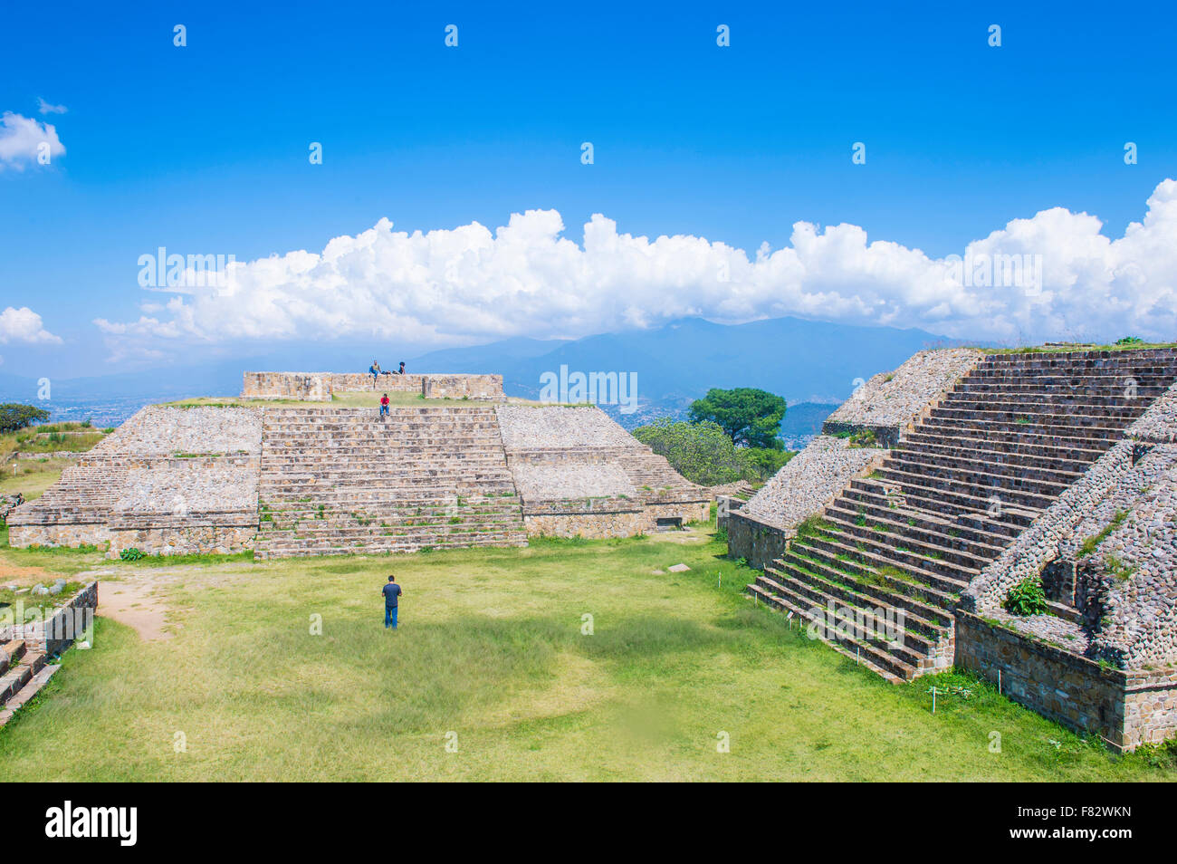 The ruins of the Zapotec city of Monte Alban in Oaxaca, Mexico Stock ...