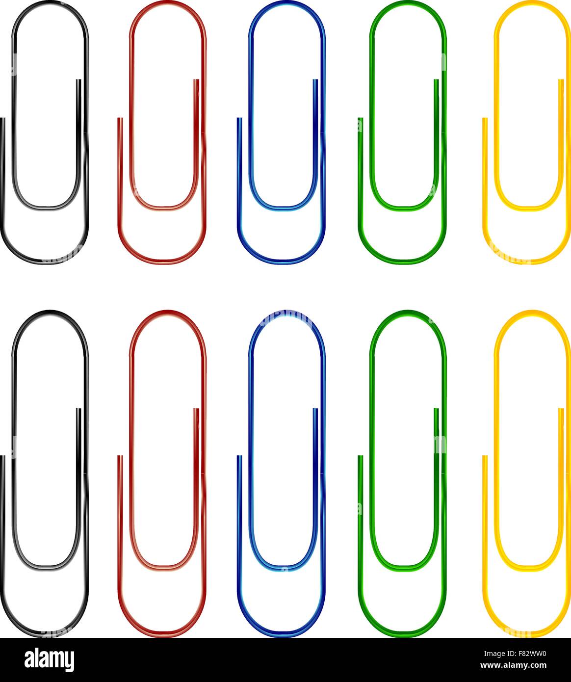 different color clips set on a white background Stock Vector Image ...