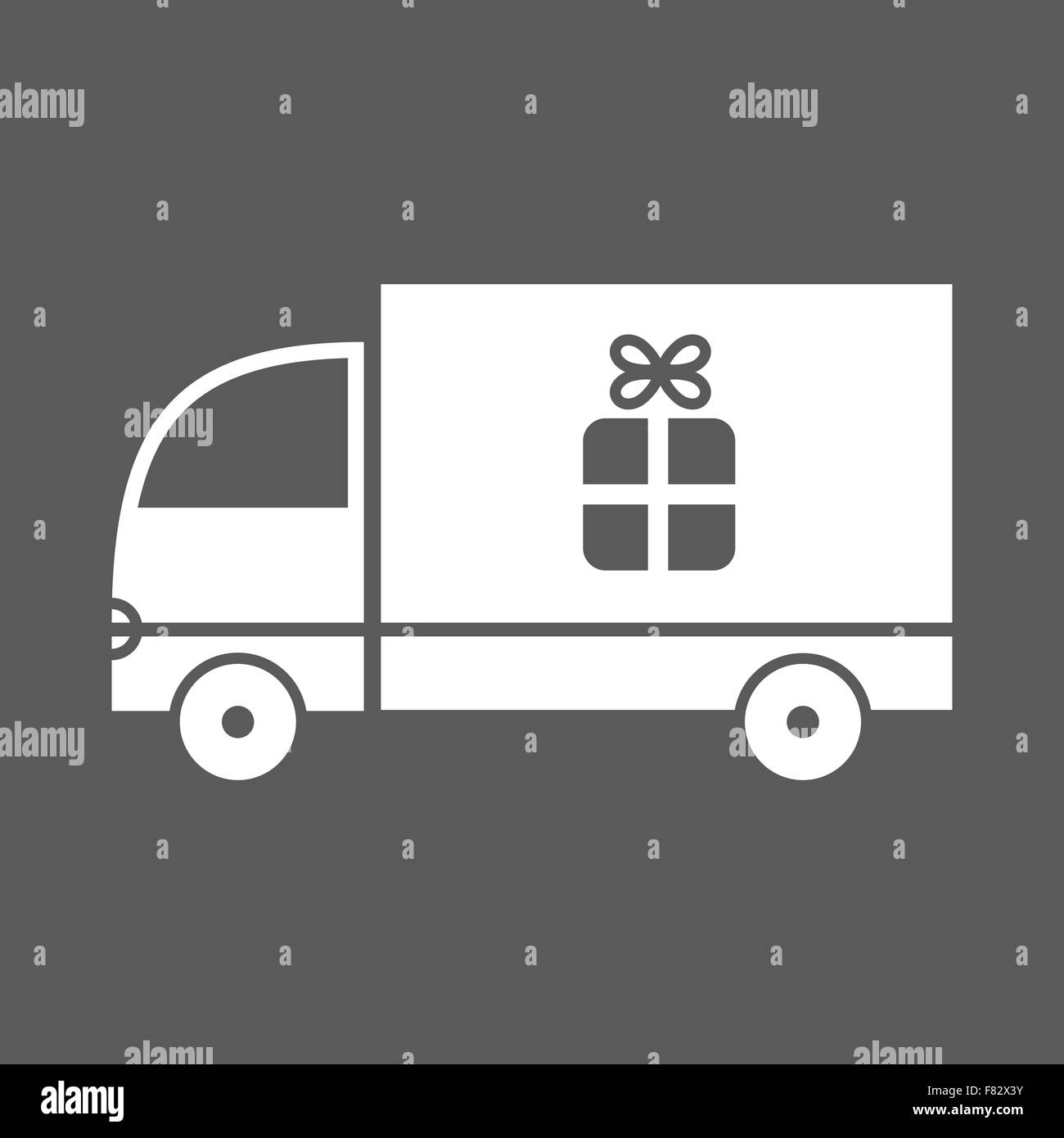 white delivery truck icon on a black background Stock Vector Image ...
