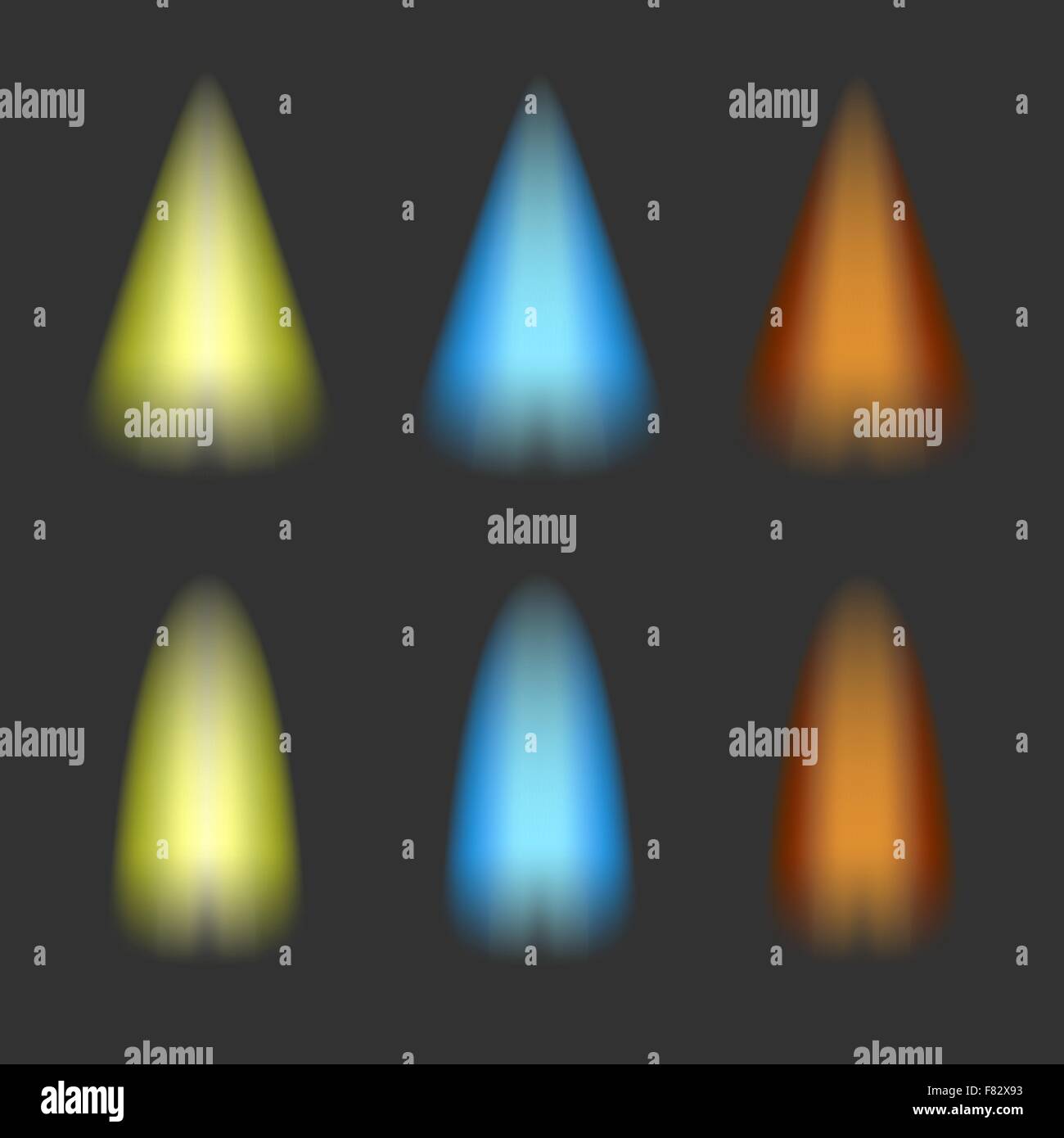 colored spotlights with different forms on a dark background Stock ...