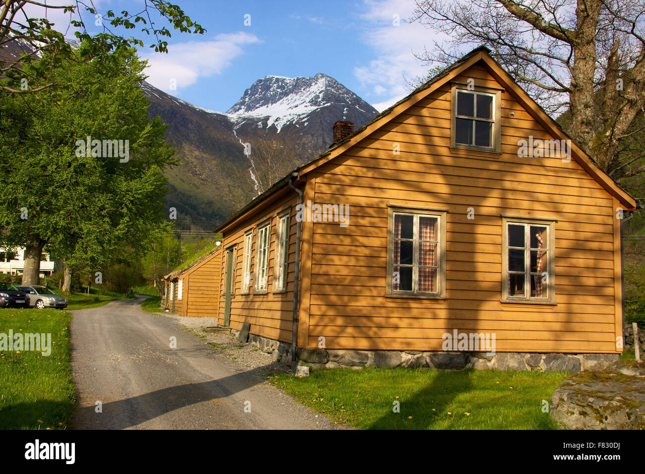 Wooden building in Norway Stock Photo - Alamy