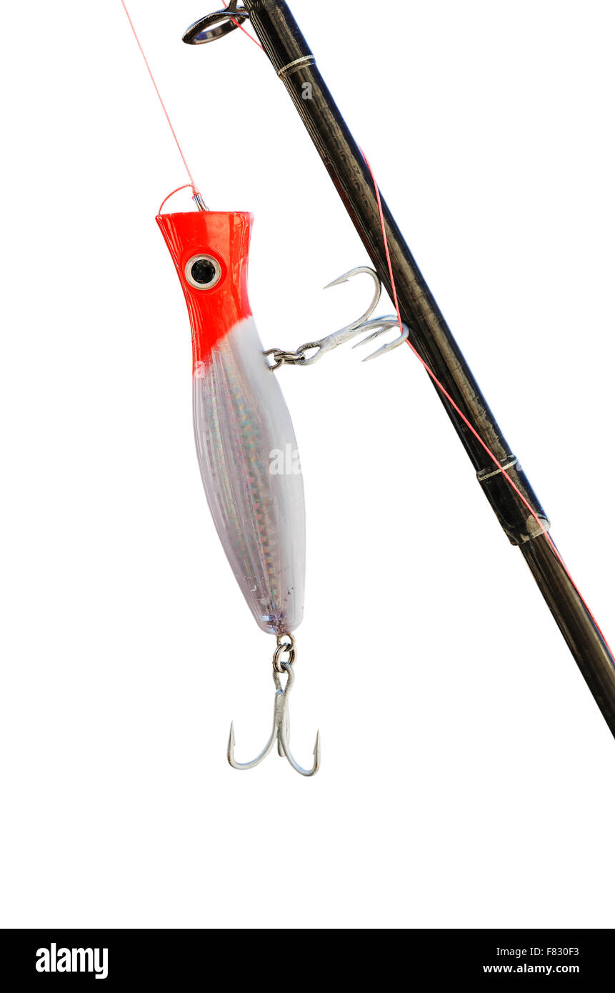 colorful bait for fishing on a white background Stock Photo - Alamy