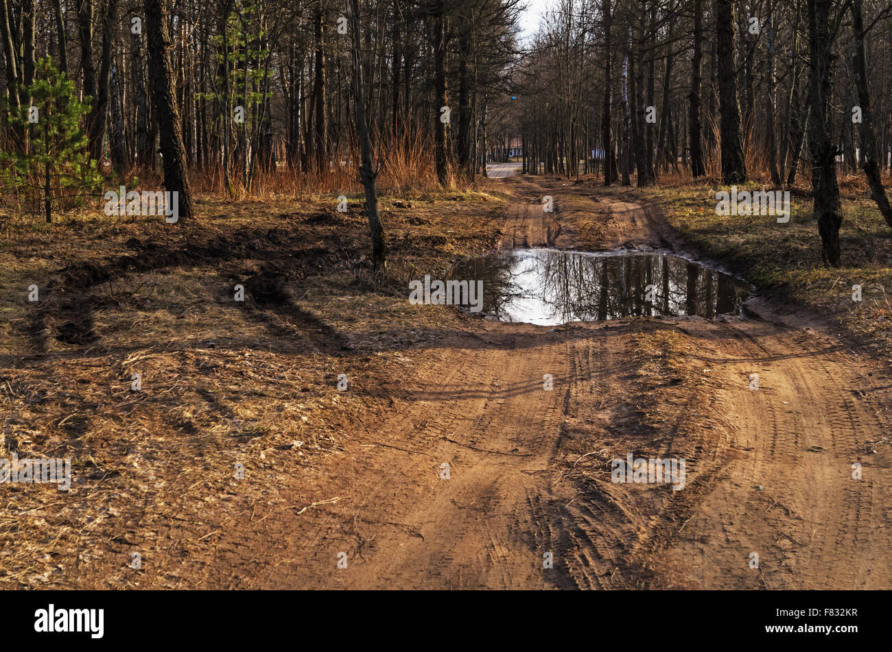 Spring dirty road Stock Photo - Alamy