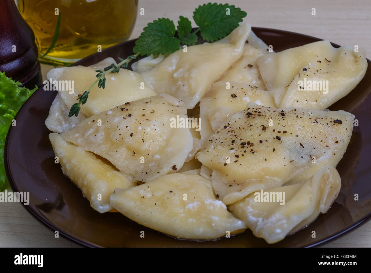 Vareniki - Traditional Ukrainian dumplings with potato or cherry Stock ...