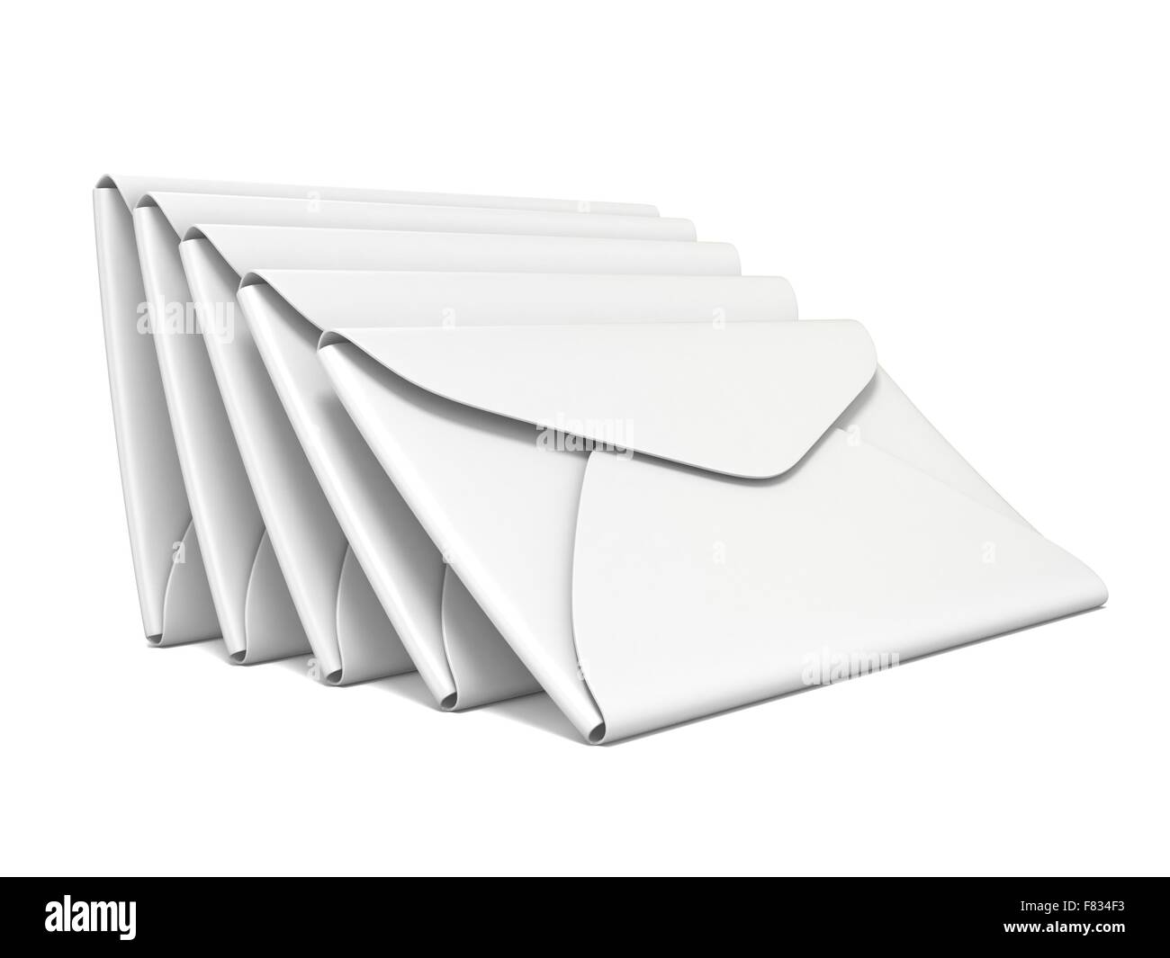 Stack of white, blank envelopes. 3D rendering illustration isolated on white background Stock ...