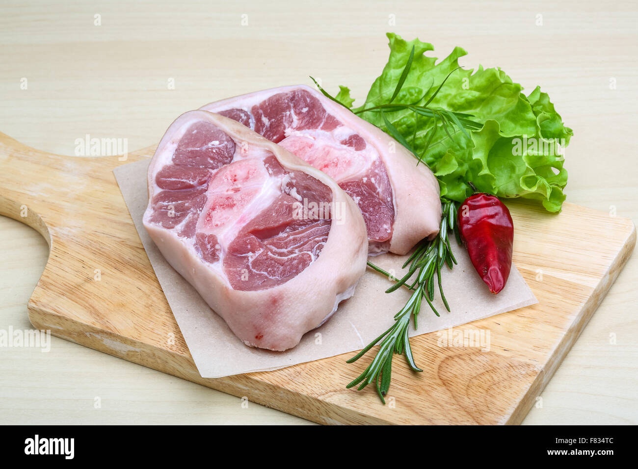 Raw Pork knee steack - ready for cooking Stock Photo - Alamy