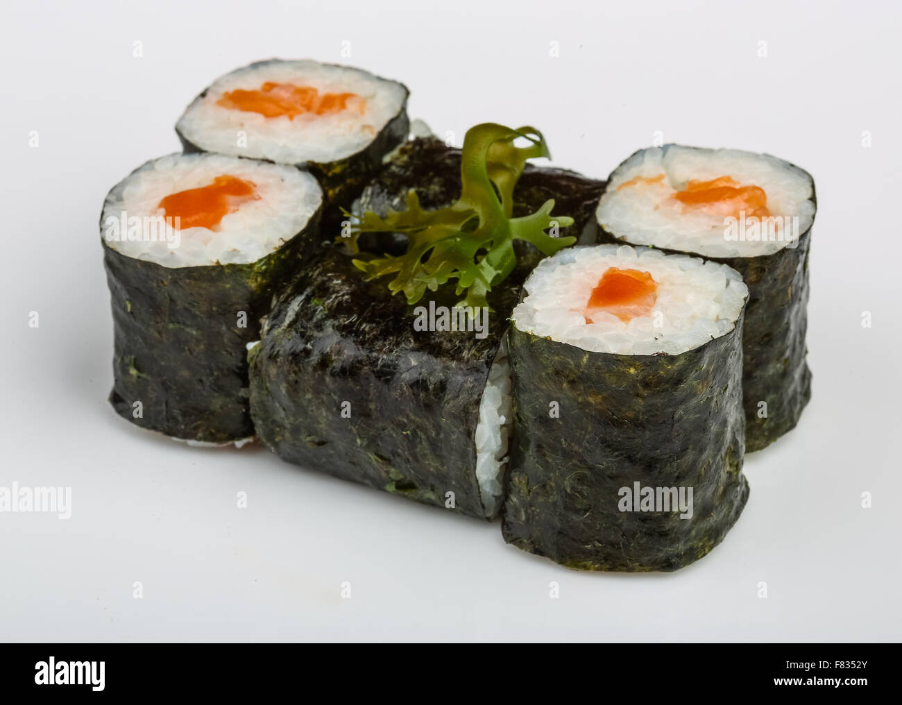 Japan traditional fresh cold salmon sushi and roll Stock Photo - Alamy