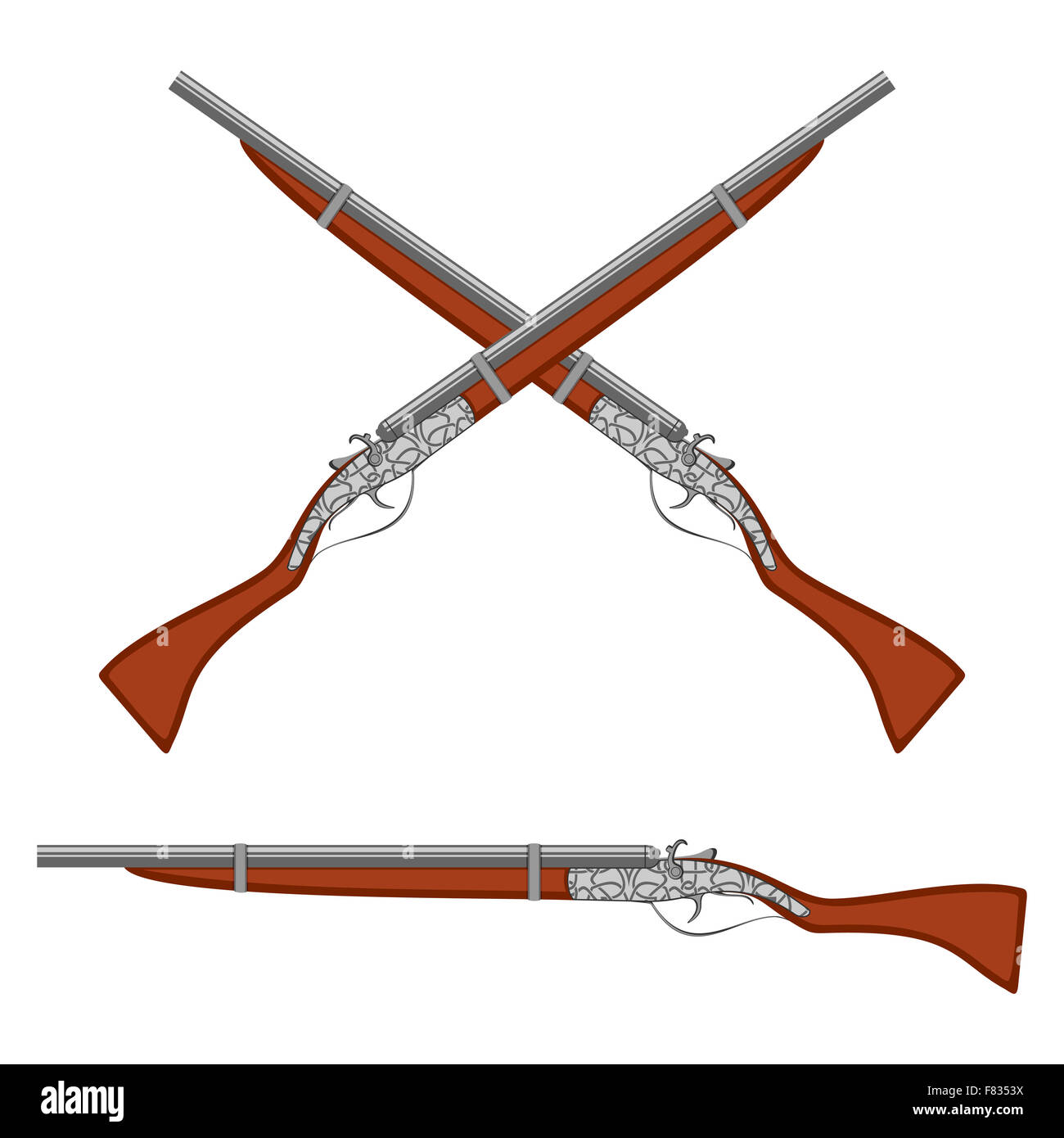 Vintage rifles illustration Cut Out Stock Images & Pictures - Alamy