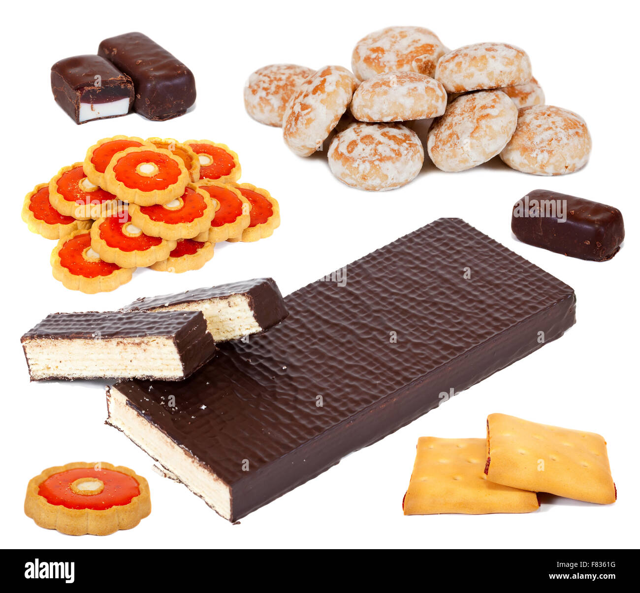 Set of various cookies and candy over white Stock Photo - Alamy