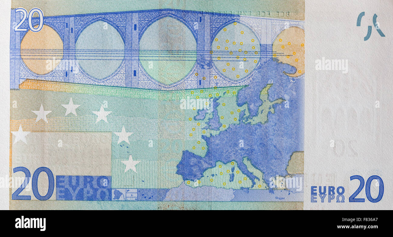 Twenty euro. New banknote reverse Stock Photo - Alamy