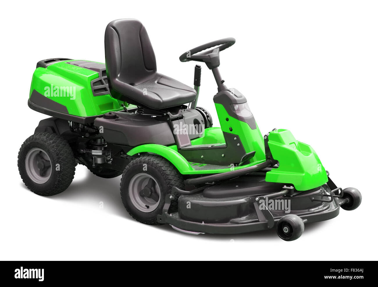 Green lawn mower. Isolated with clipping path Stock Photo - Alamy