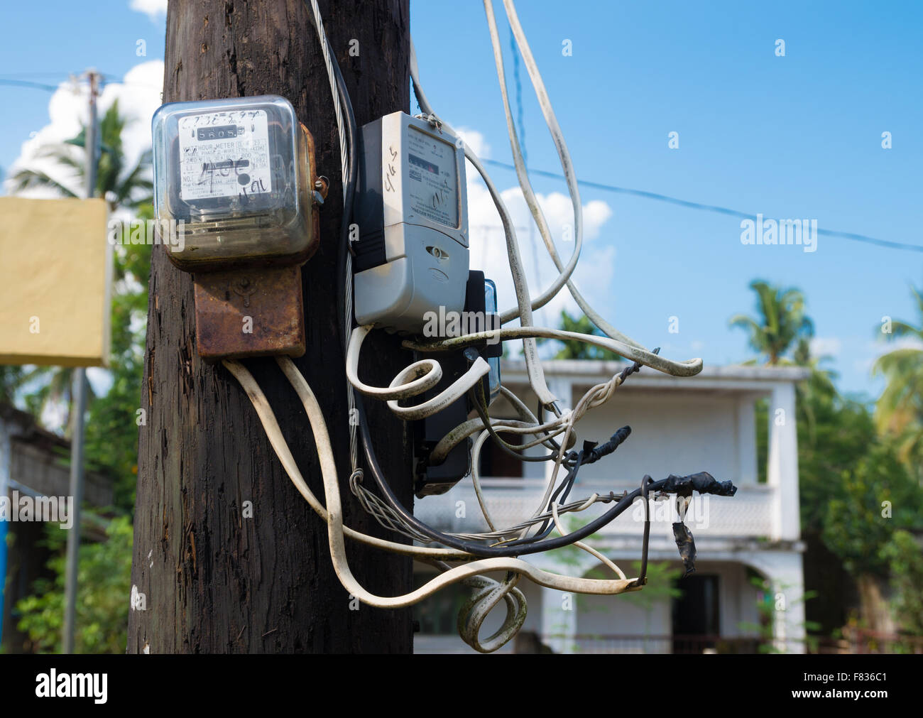 SIPOCOT, PHILIPPINES - MAY 27, 2015: Outdoor power usage meter on a ...