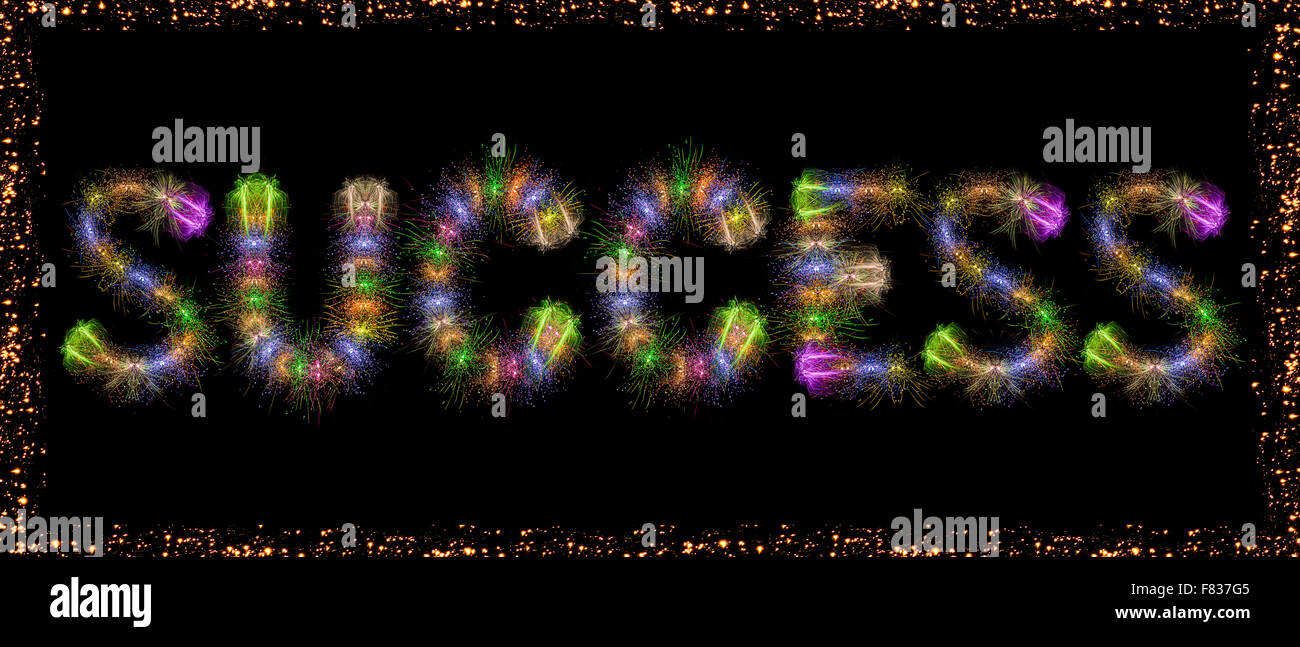 Success text colorful fireworks - motivational concept Stock Photo - Alamy