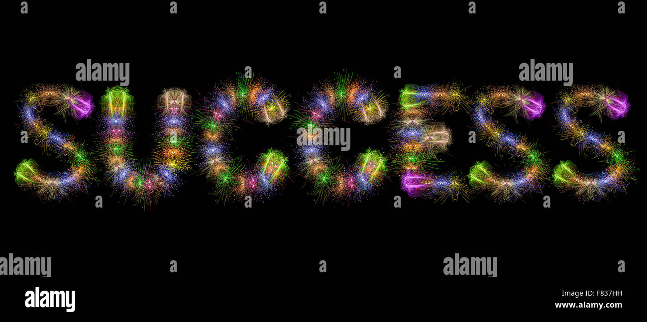 Success text colorful fireworks - motivational concept Stock Photo - Alamy