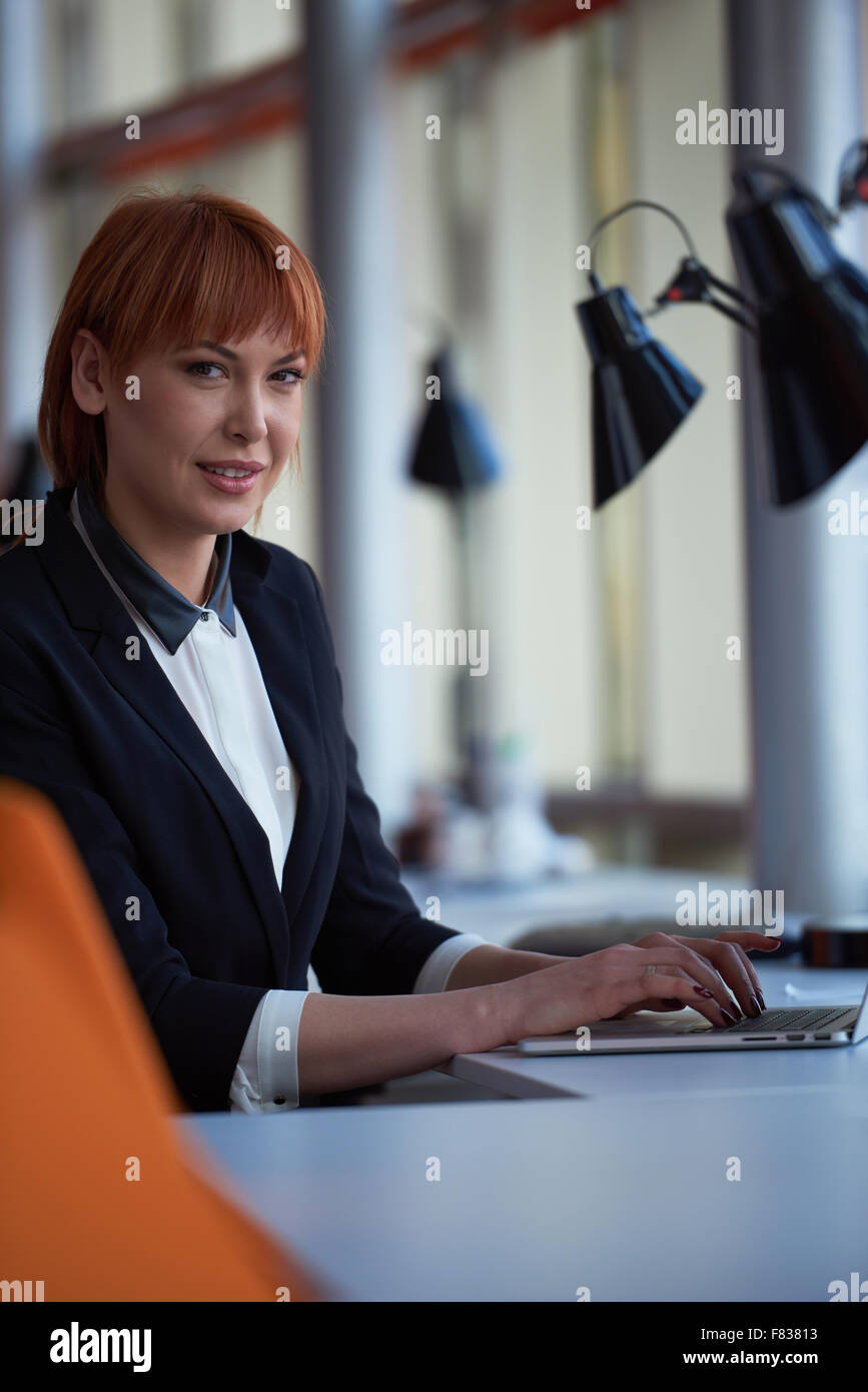 business woman working on computer at modern office Stock Photo - Alamy