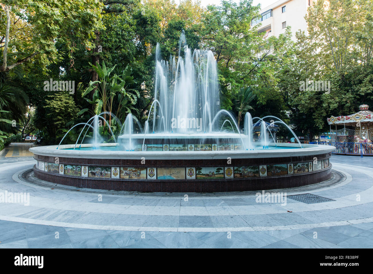 Spanish fountain with water flowing in Marbella near the Avenida del ...