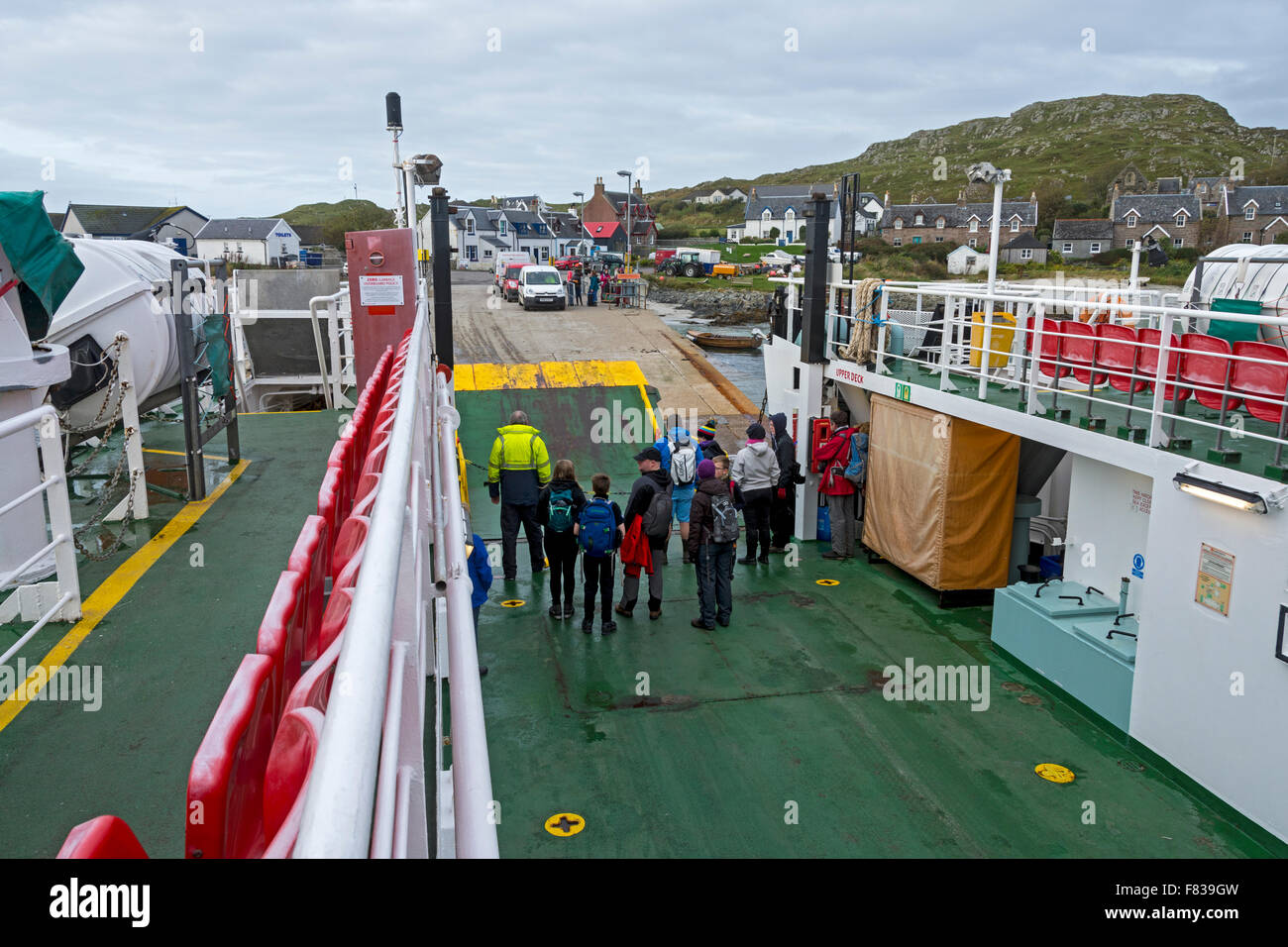 Passengers waiting to disembark off the Calmac ferry the 'Loch Buidhe ...