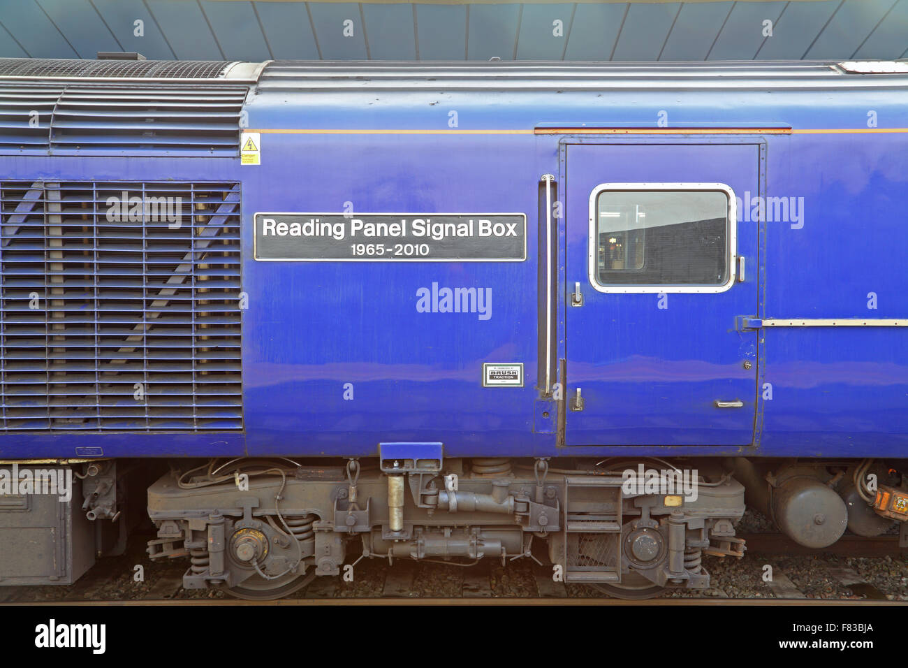 A High speed train engine bearing the plaque in commemoration of the ...