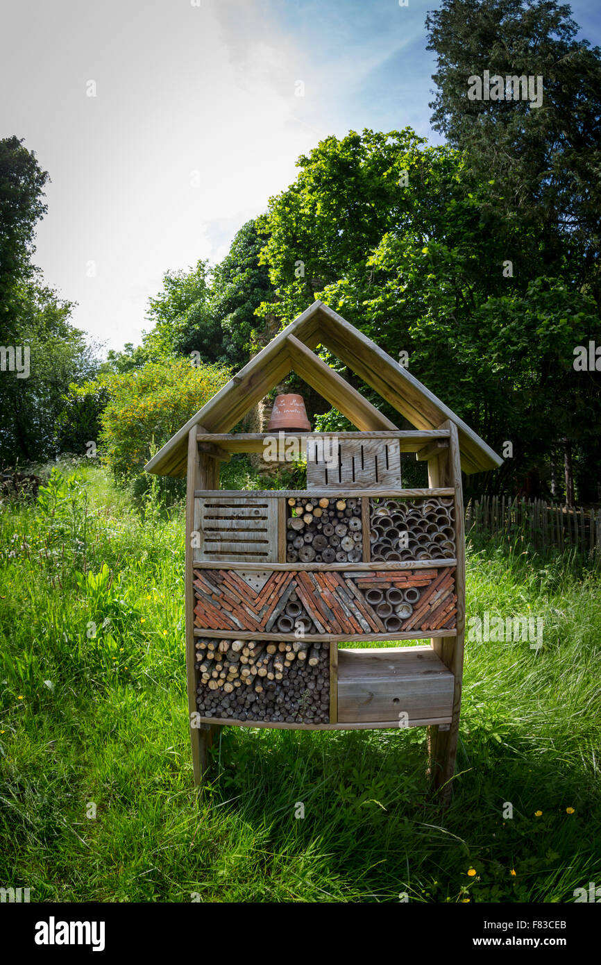 An insect hotel. This is a structure created with natural materials in ...