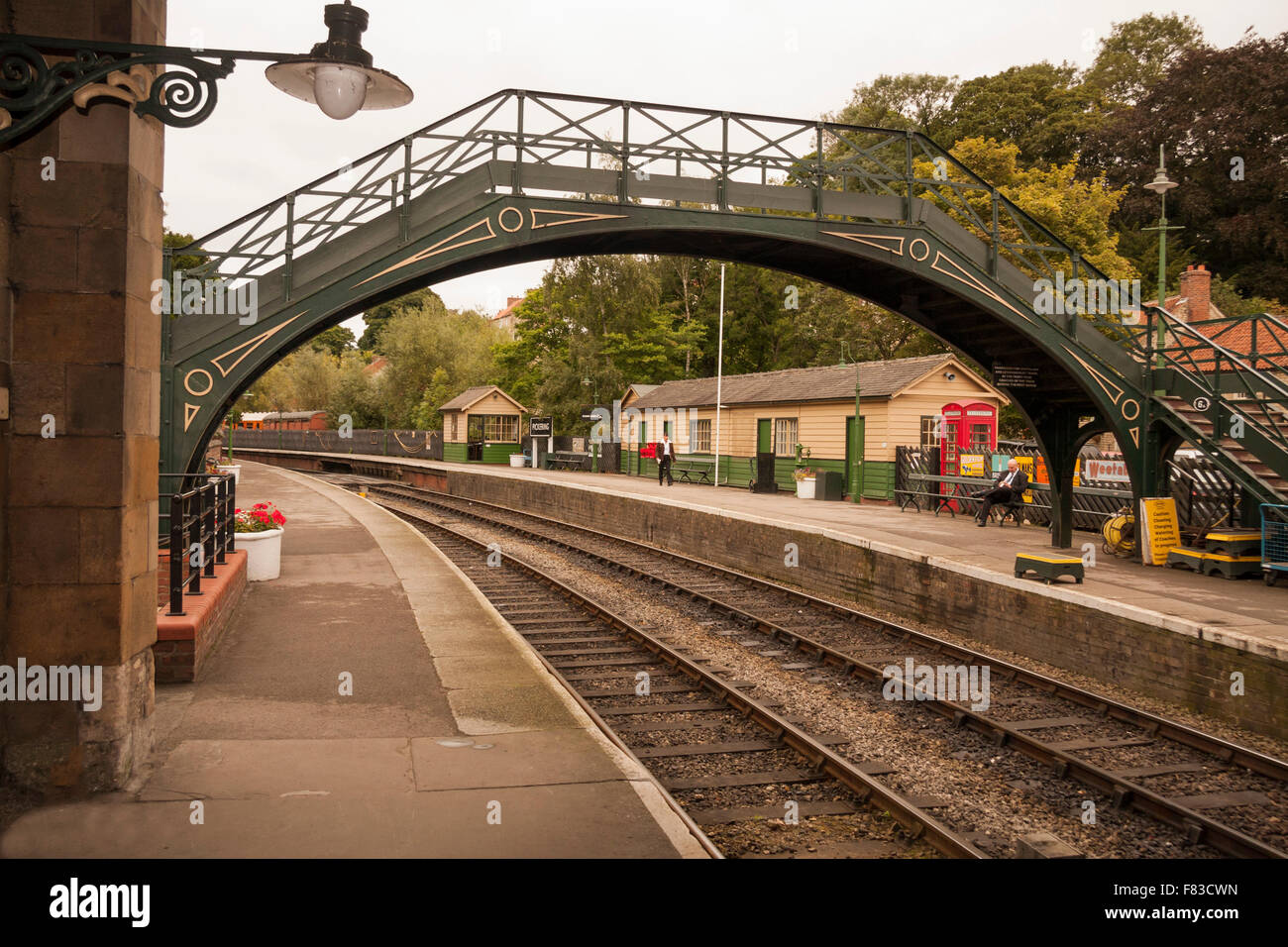 View of the railway platform and station at Pickering,North Yorkshire ...