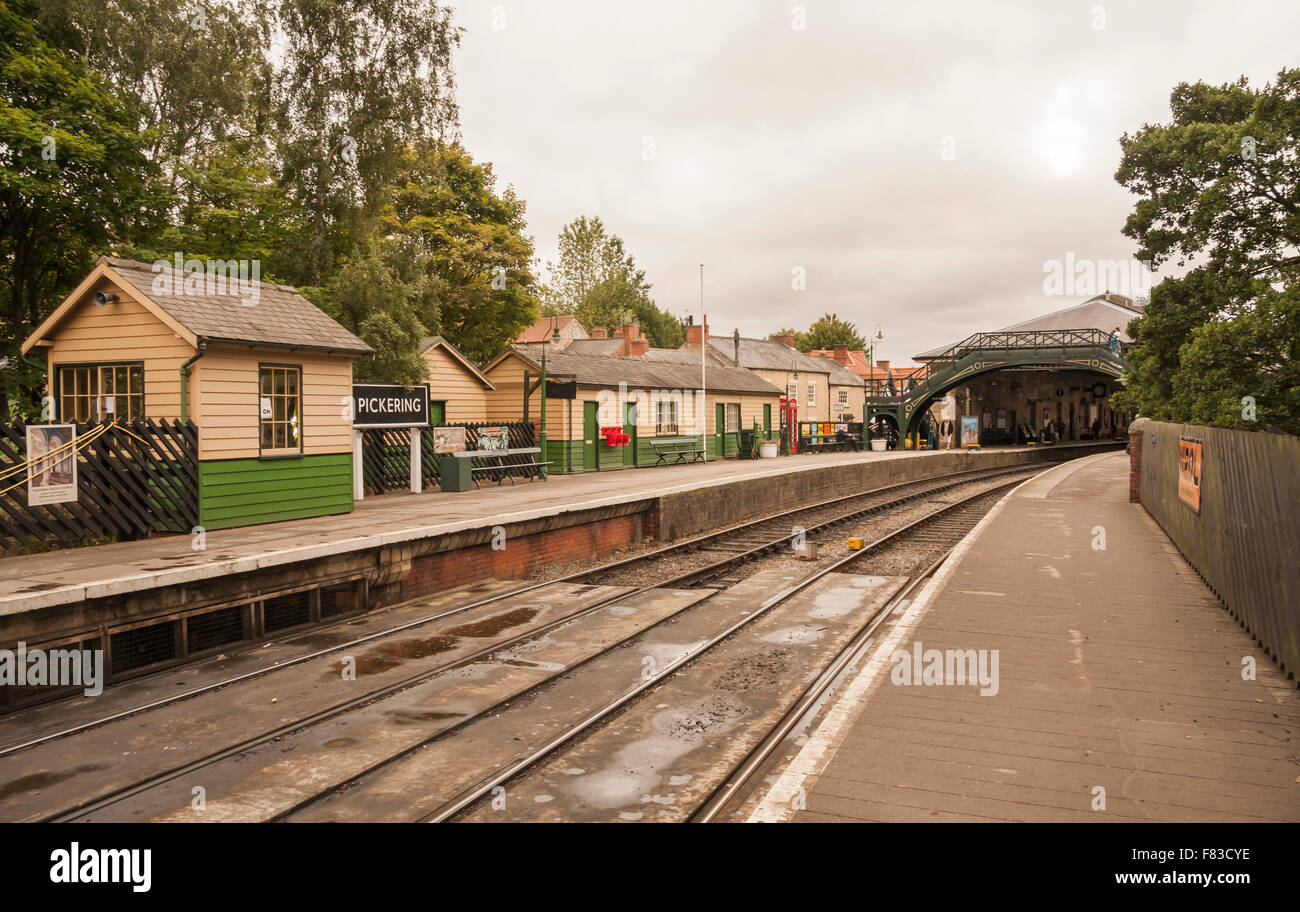 View of the railway platform and station at Pickering,North Yorkshire ...