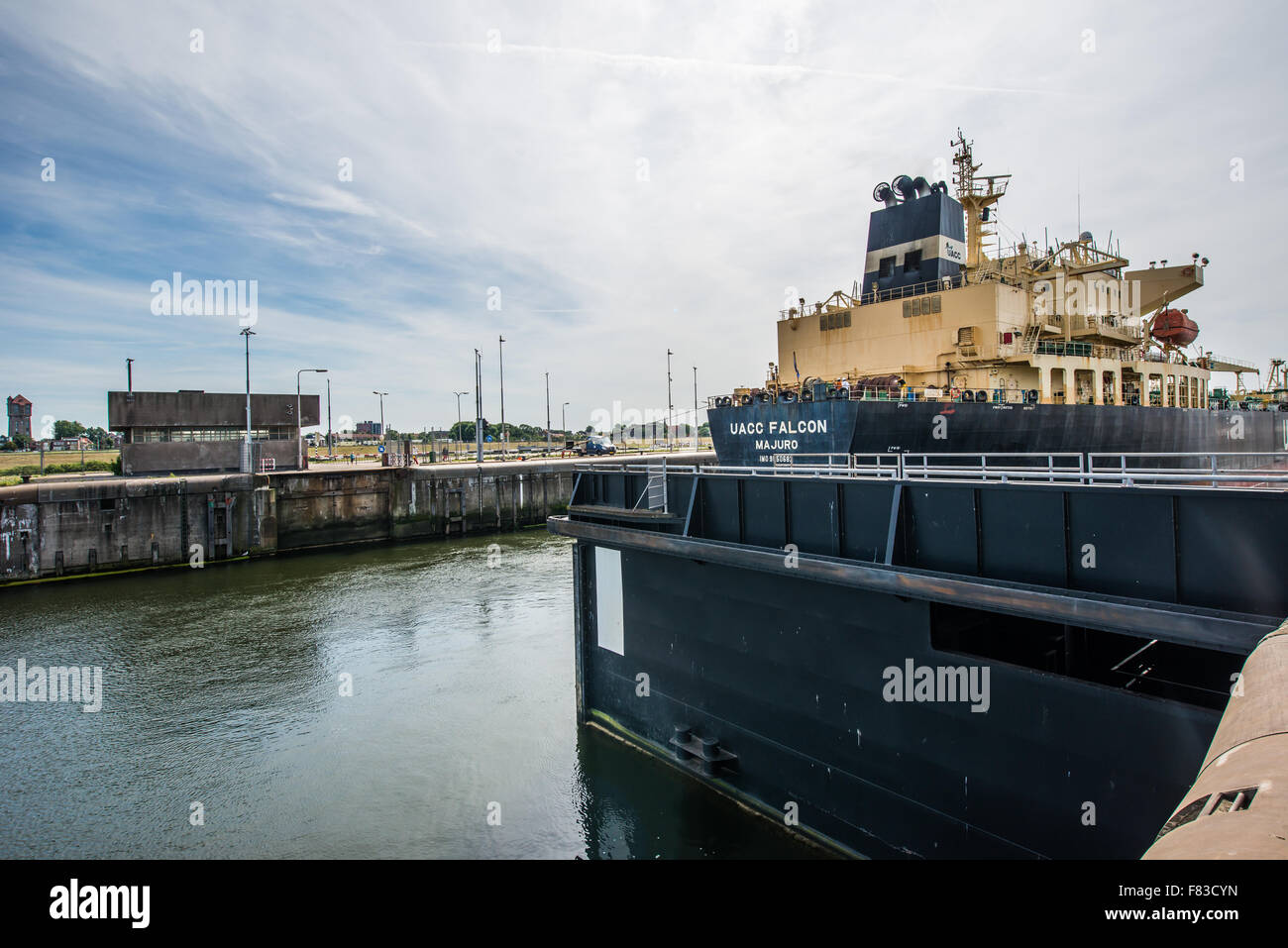 Large Ships entering the lock in IJmuiden Netherlands the biggest lock ...