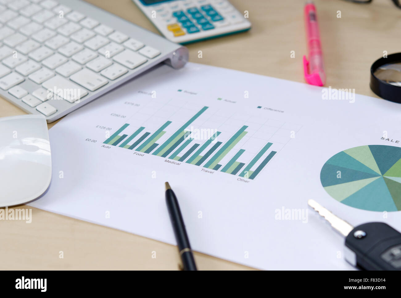 Graphs and chart on the desk Stock Photo - Alamy
