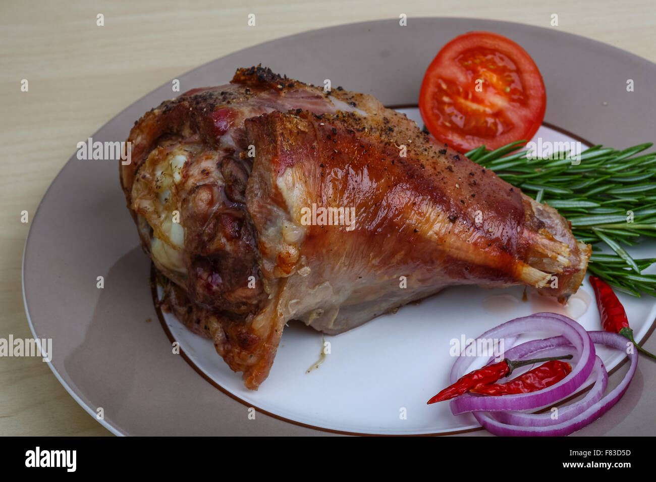 Roasted turkey leg with spices and rosemary Stock Photo - Alamy